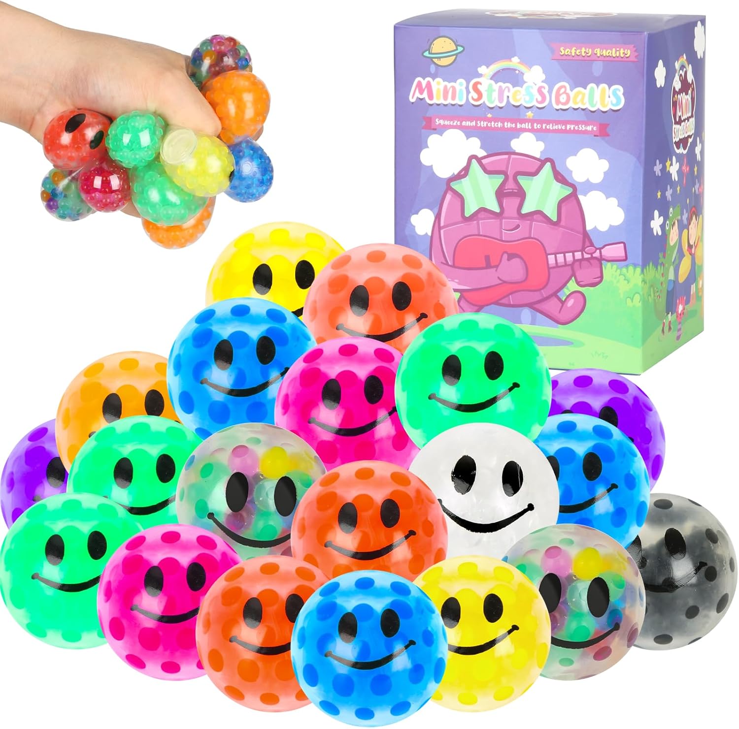 Amazon.com: 20 Pack Mini Stress Balls Set, Bulk Squishy Toys Fidget ...