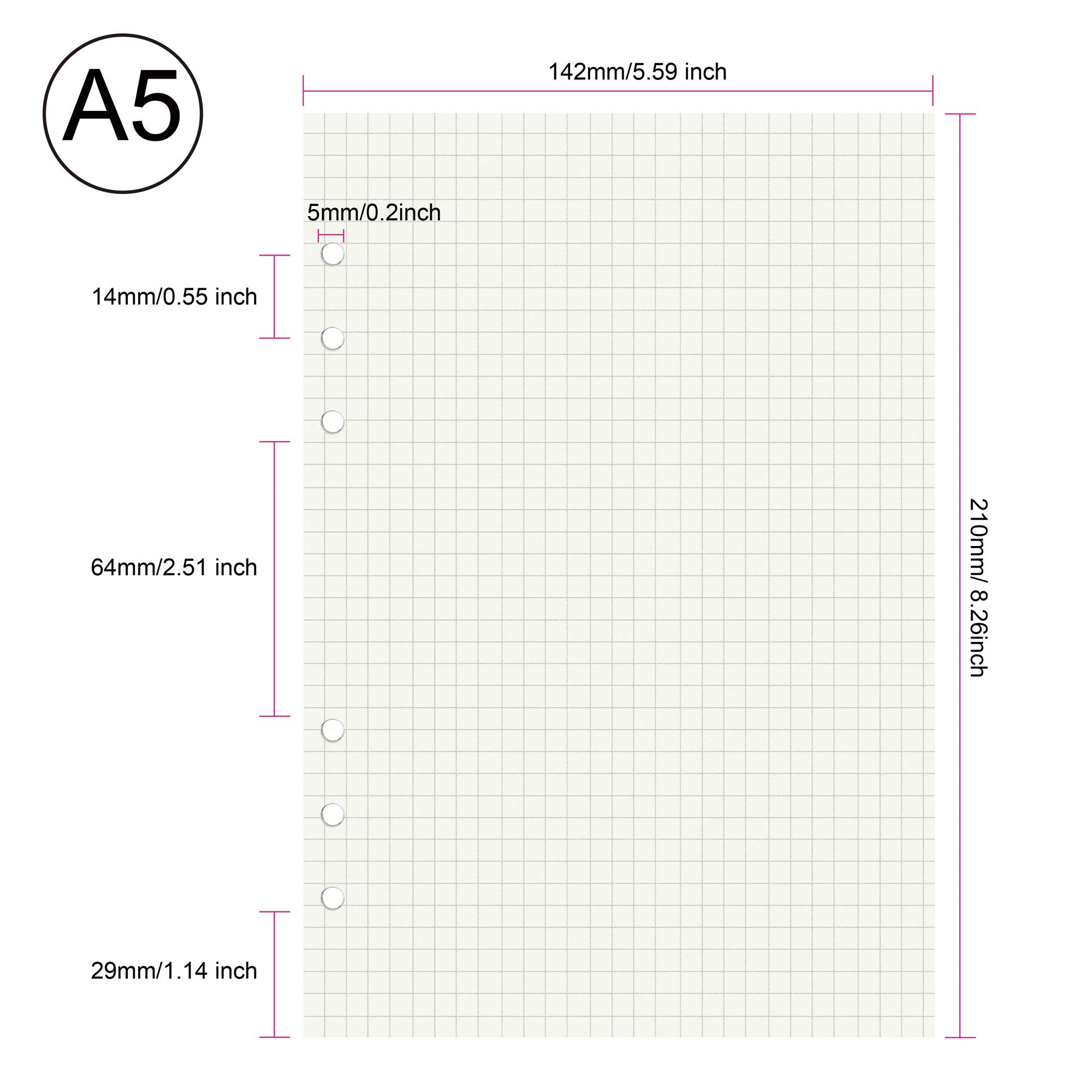 Snapklik.com : 135 Sheets Planner Refill Paper 5mm Squared Inserts ...