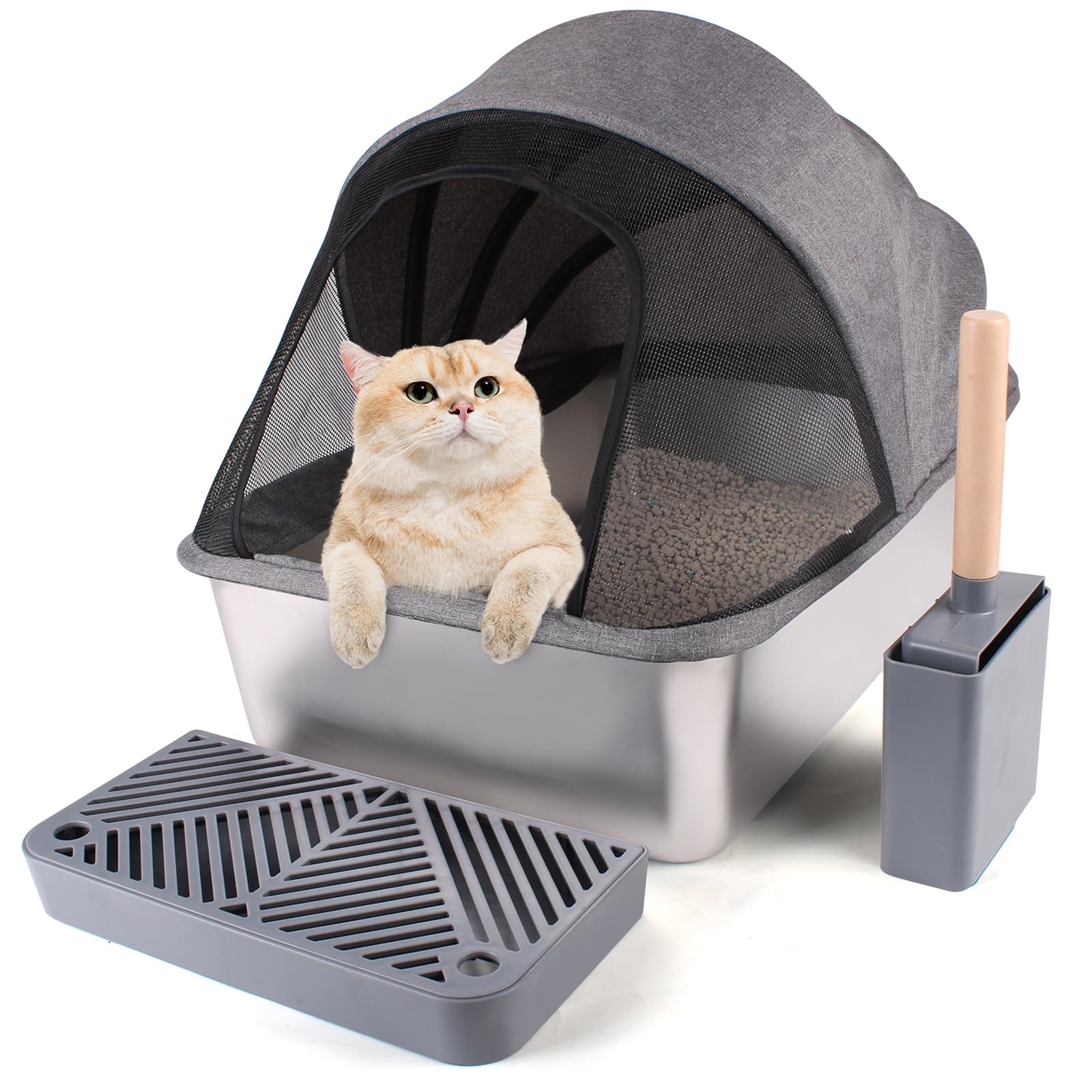 Amazon.com : Upgrade Stainless Steel Cat Litter Box, XL Large Enclosed ...