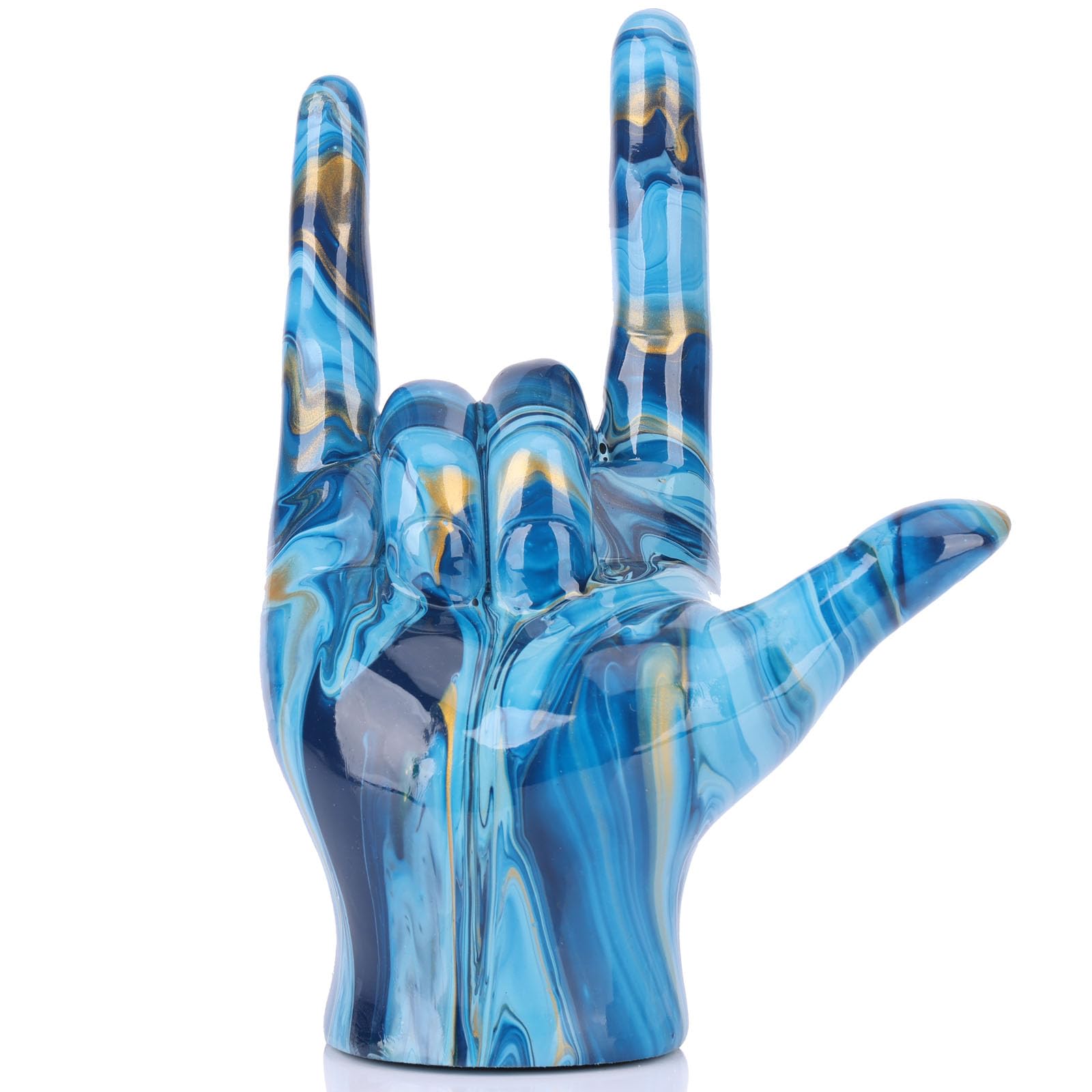 Amazon.com: Hand Decor Finger Gesture Statue Blue I Love You Sign Desk ...