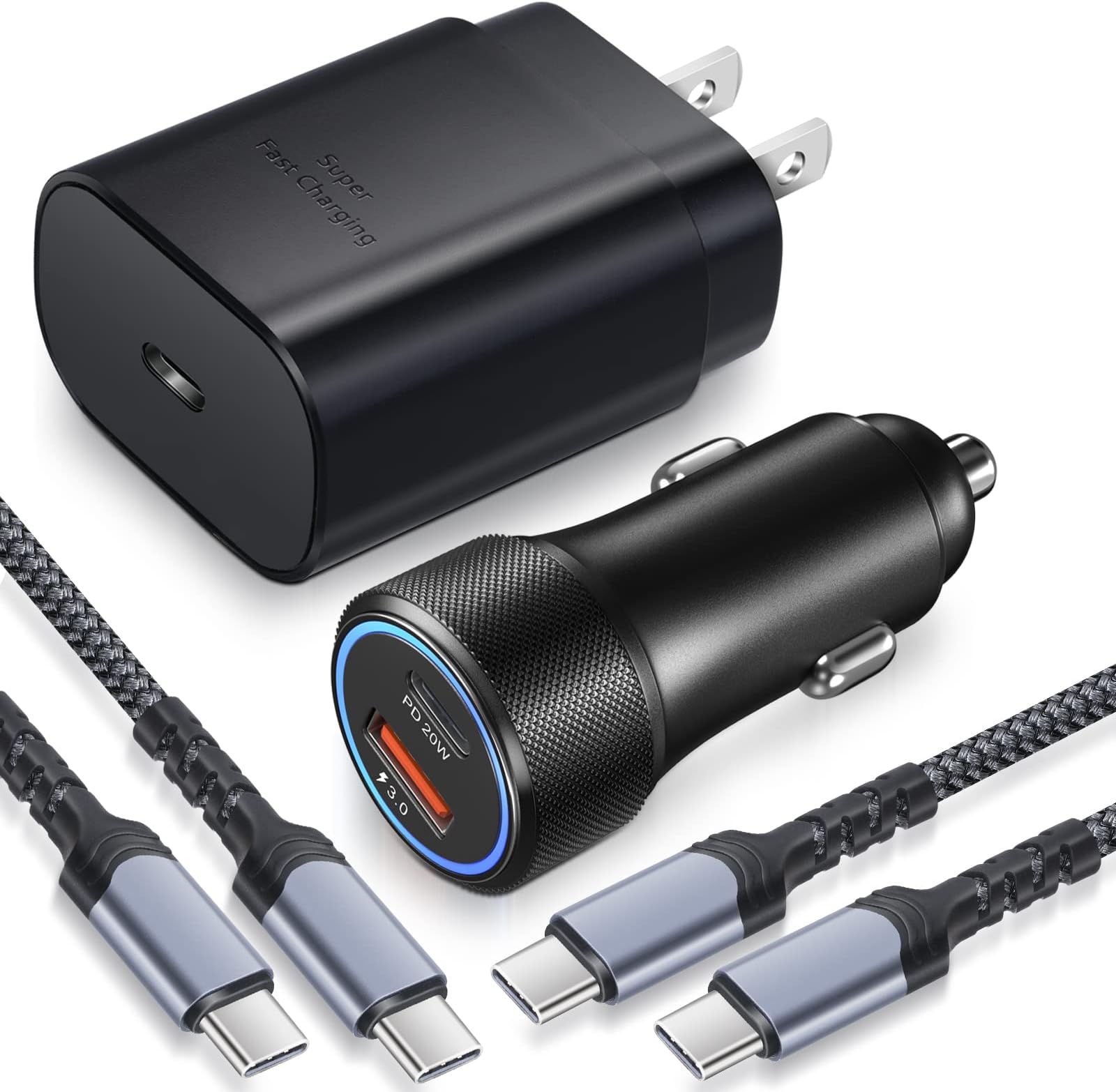 Amazon.com: 45W Super Fast Charger USB Type C Combo Kit Wall/Car ...