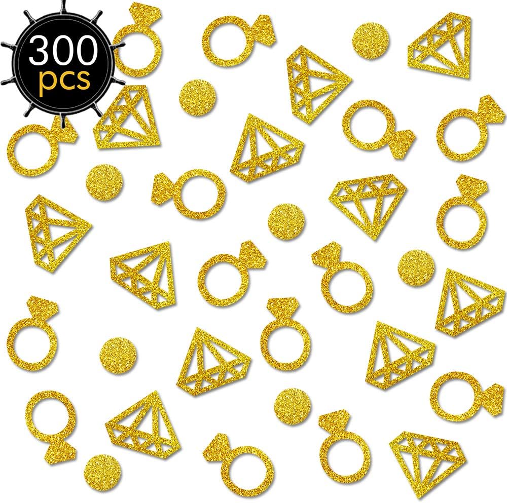 Amazon.com: Gold Confetti (300Pcs) Diamond ring confetti Glitter ...