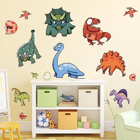 Amazon.com: Yovkky Baby Dinosaur Wall Decals Stickers, Dino Volcano ...