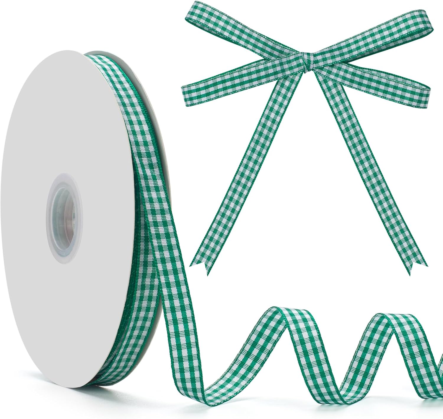 Amazon.com: GHGMAO Gingham Ribbon, Green and White Plaid Checkered ...