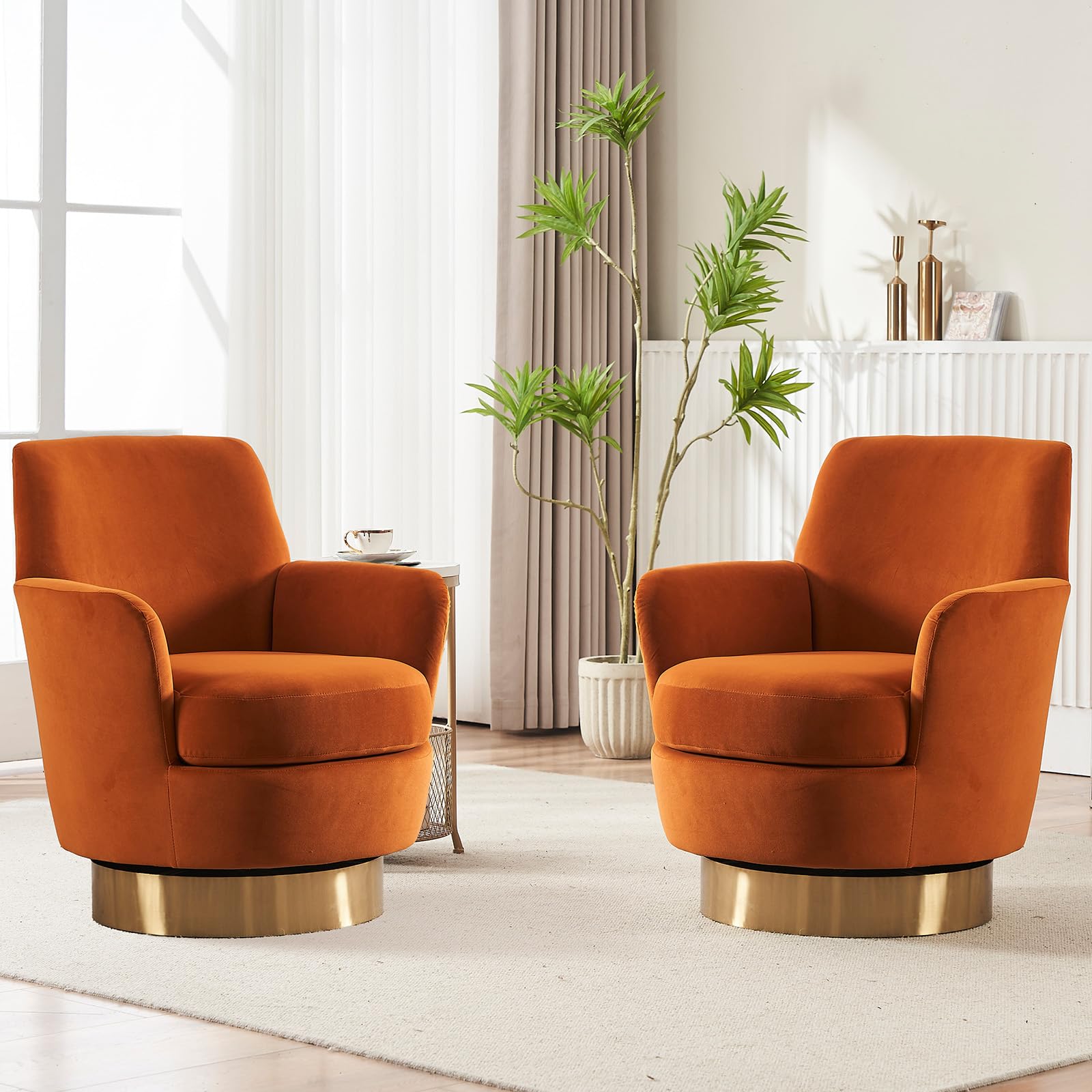 Amazon.com: LUCKHAO Swivel Barrel Chair Set of 2,Modern Velvet ...