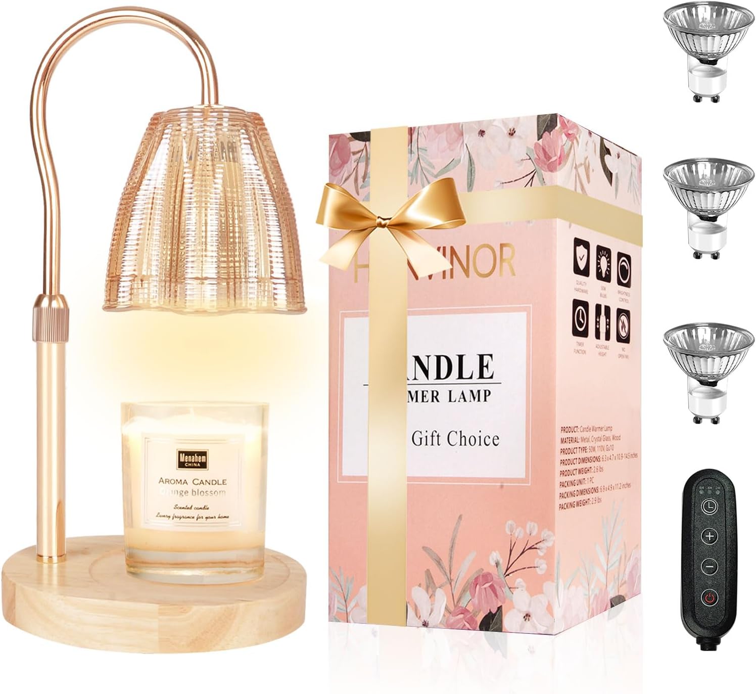 Amazon.com: Candle Warmer Lamp with Timer, Vintage Flower Candle Lamp ...