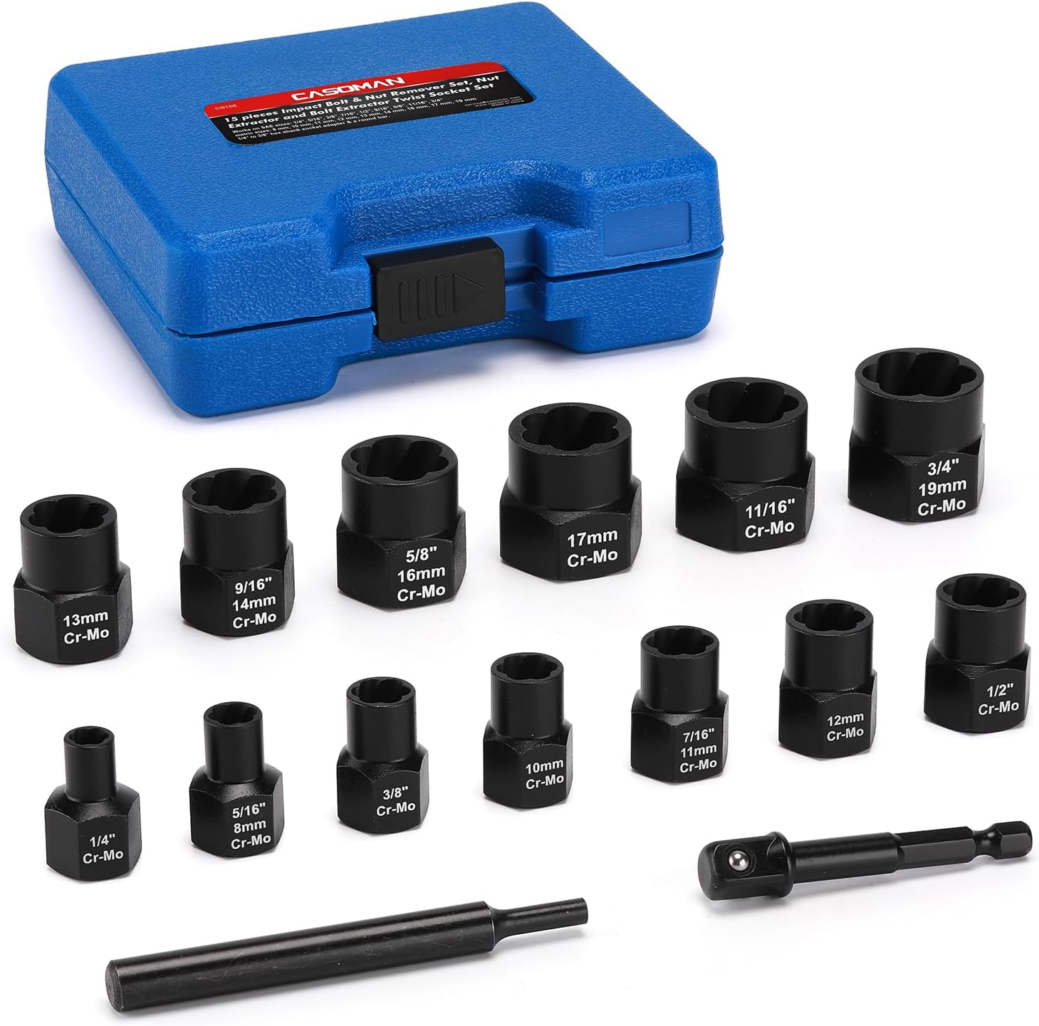 CASOMAN 13 Pieces Impact Bolt & Nut Remover Set, Nut Extractor and Bolt ...
