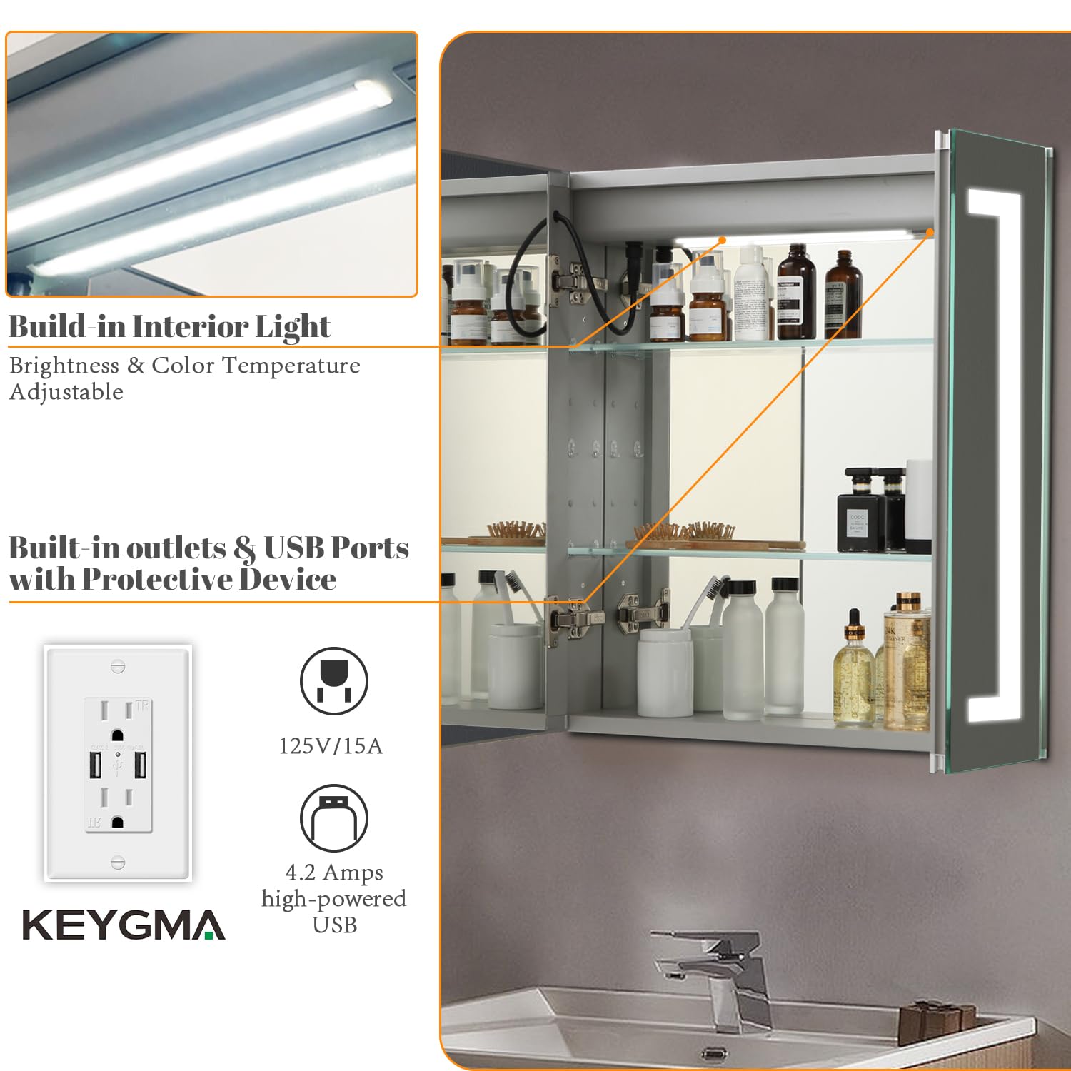 Extended Lighting Fixtures Medicine Cabinet