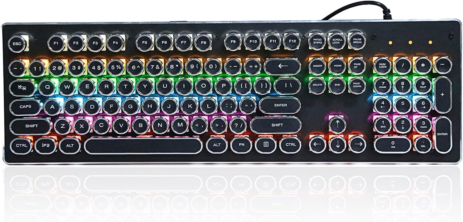 USB Gaming Keyboard, 104-keys Wired Waterproof Mechanical Keyboard with ...