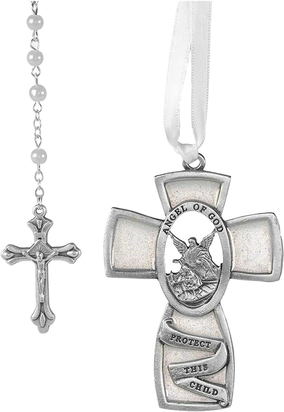 Amazon.com : Guardian Angel Crib Medal Pink Ribbon Round 2 3/4 Great ...