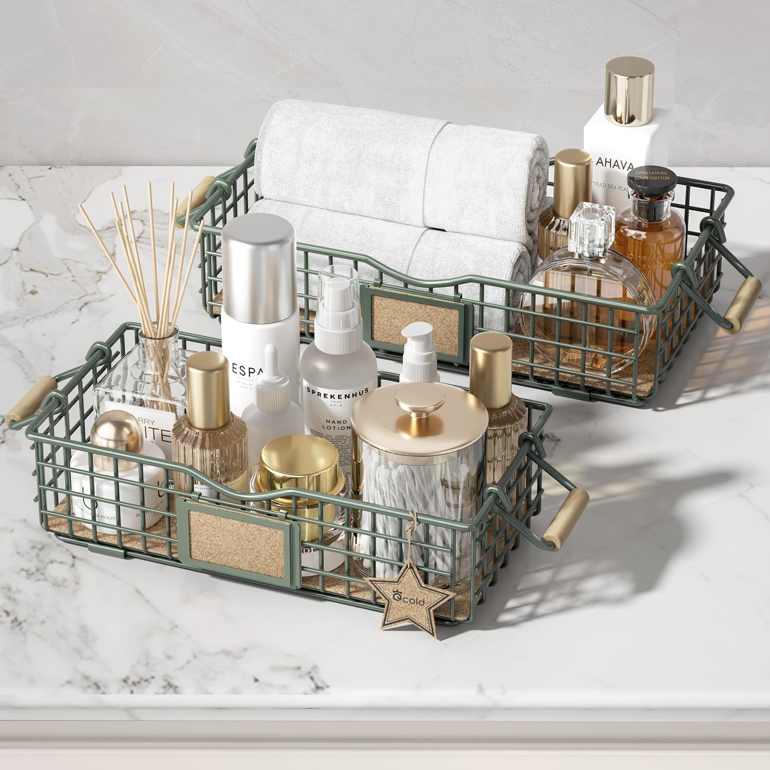 Amazon.com: Qcold Metal Wire Basket Storage, Bathroom Basket for ...