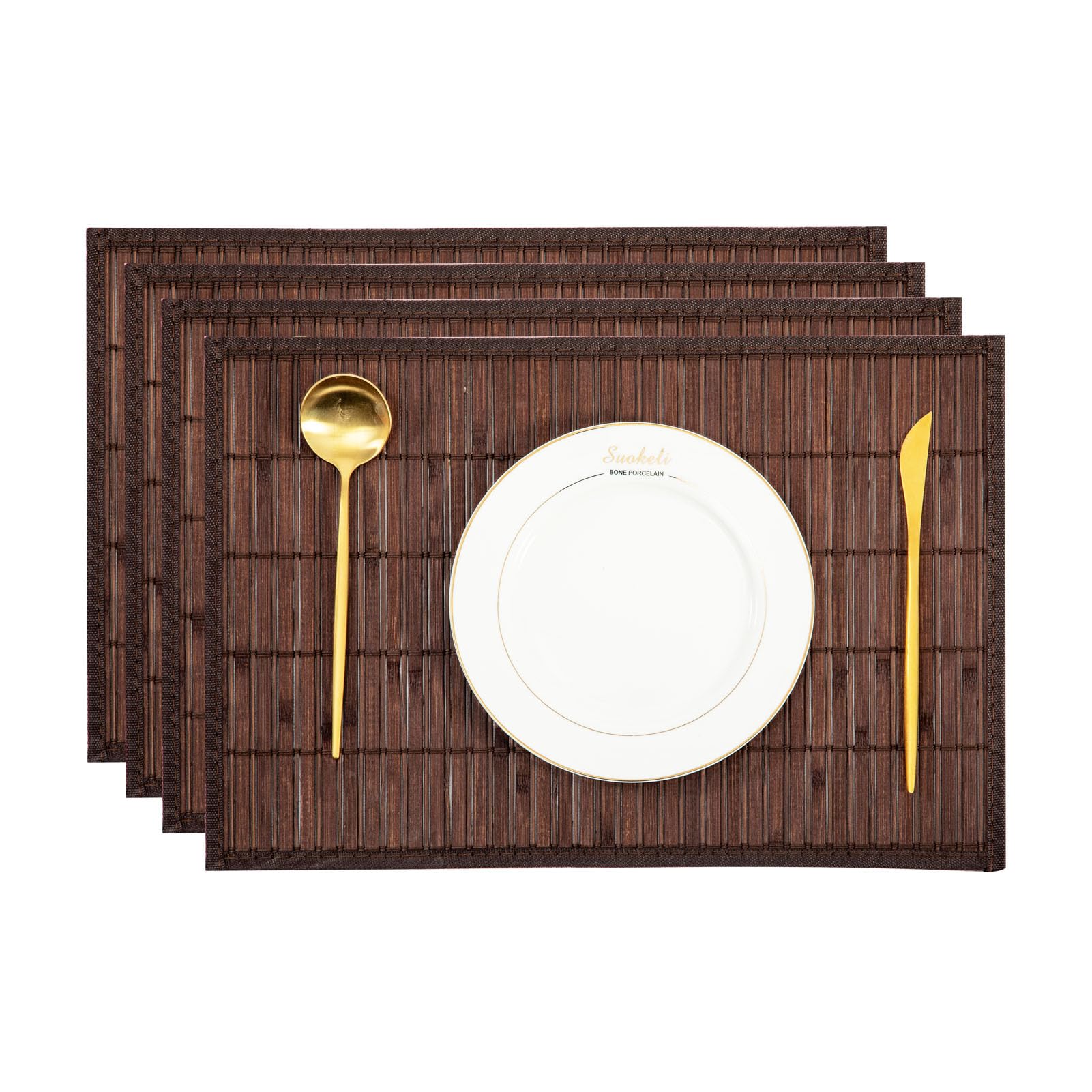 Amazon.com: Chryeiiu Bamboo Placemats Set of 4 Rectangular Natural ...