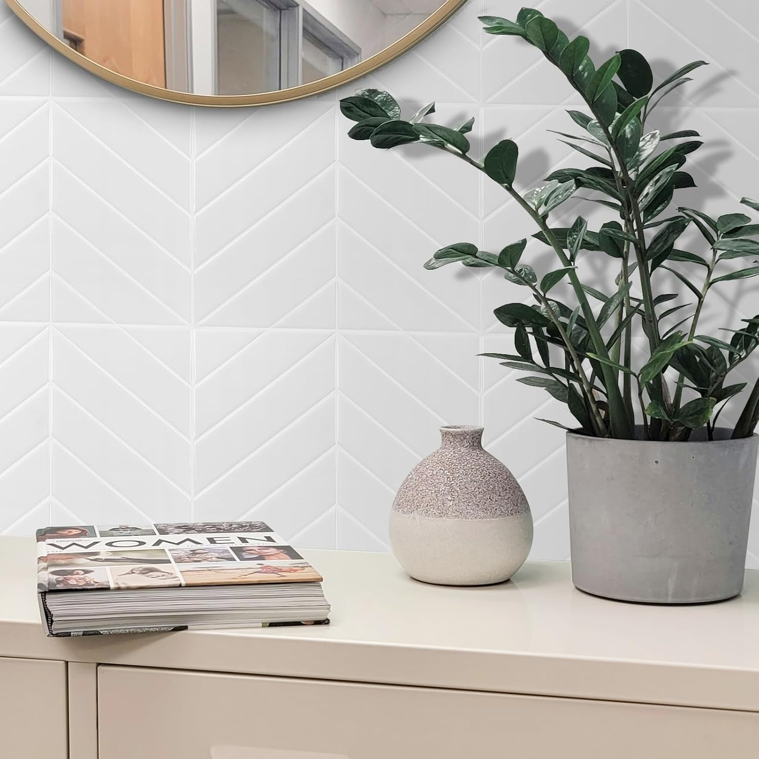 AllDecoo Peel and Stick Backsplash for Kitchen,New Upgrade Herringbone ...
