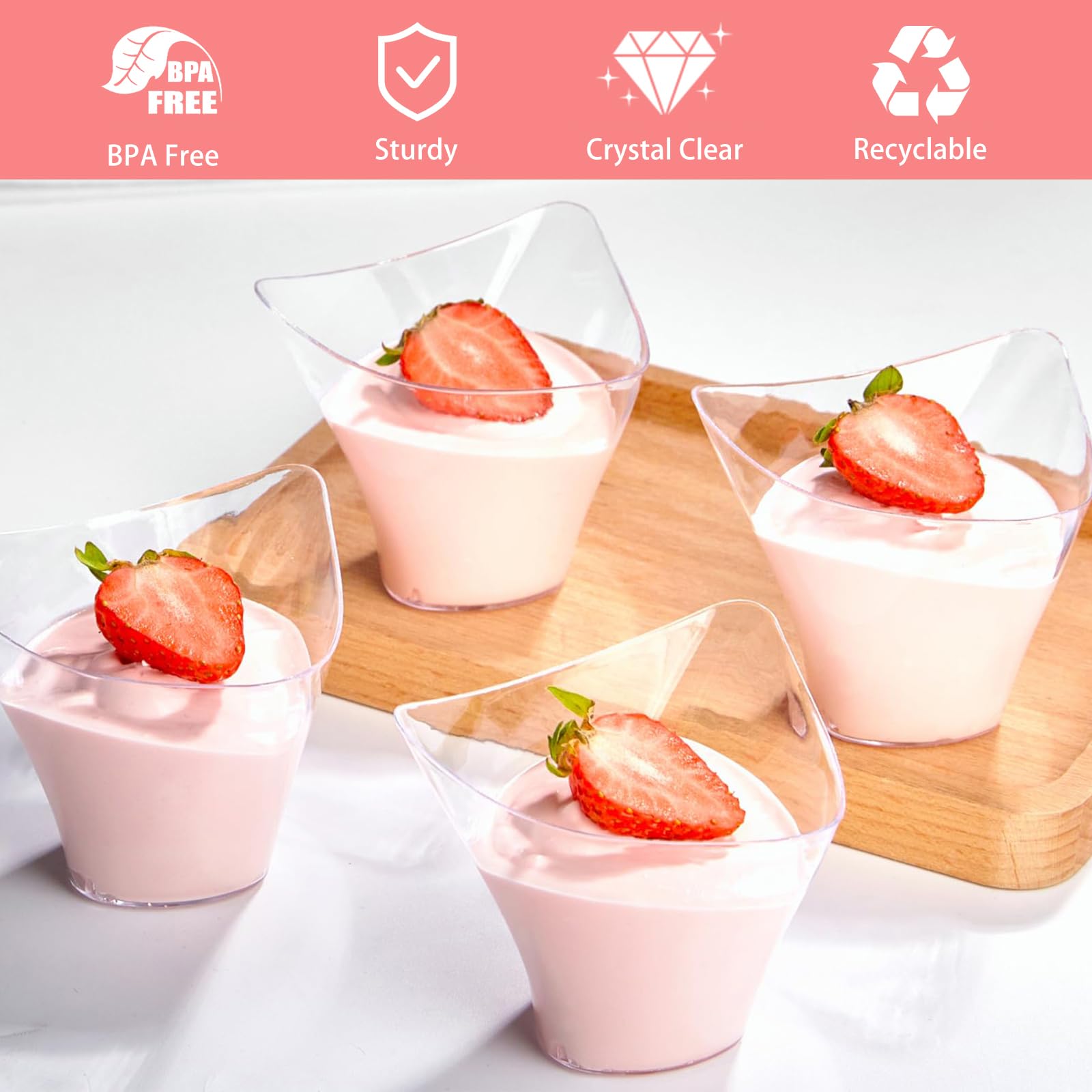 Snapklik.com : Qeirudu 4 Oz Triangular Mini Dessert Cups