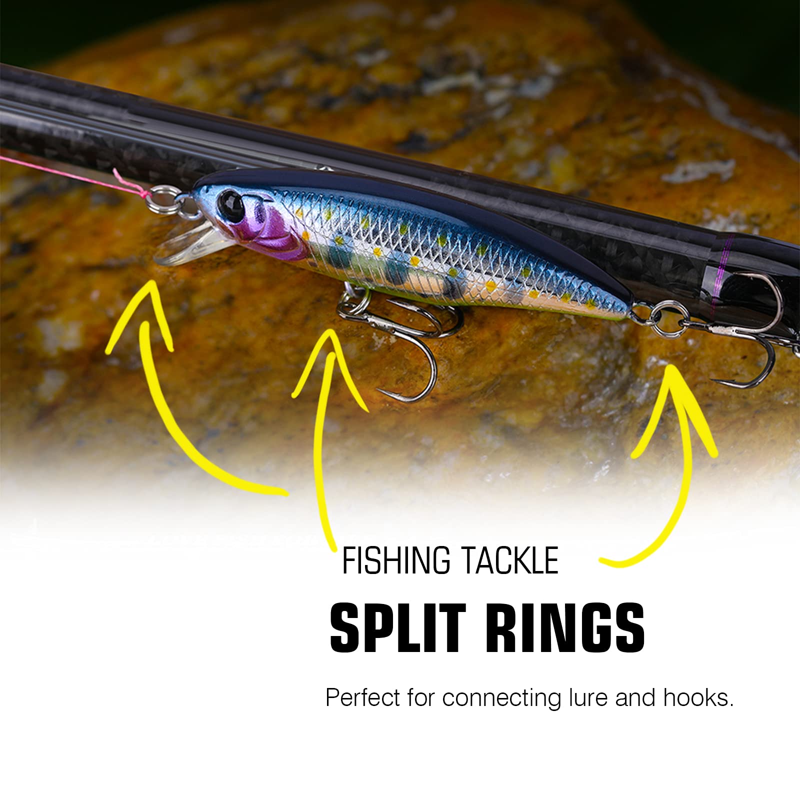 Snapklik.com : Stainless Steel Split Rings Saltwater High Strength Fishing Split Ring Line ...