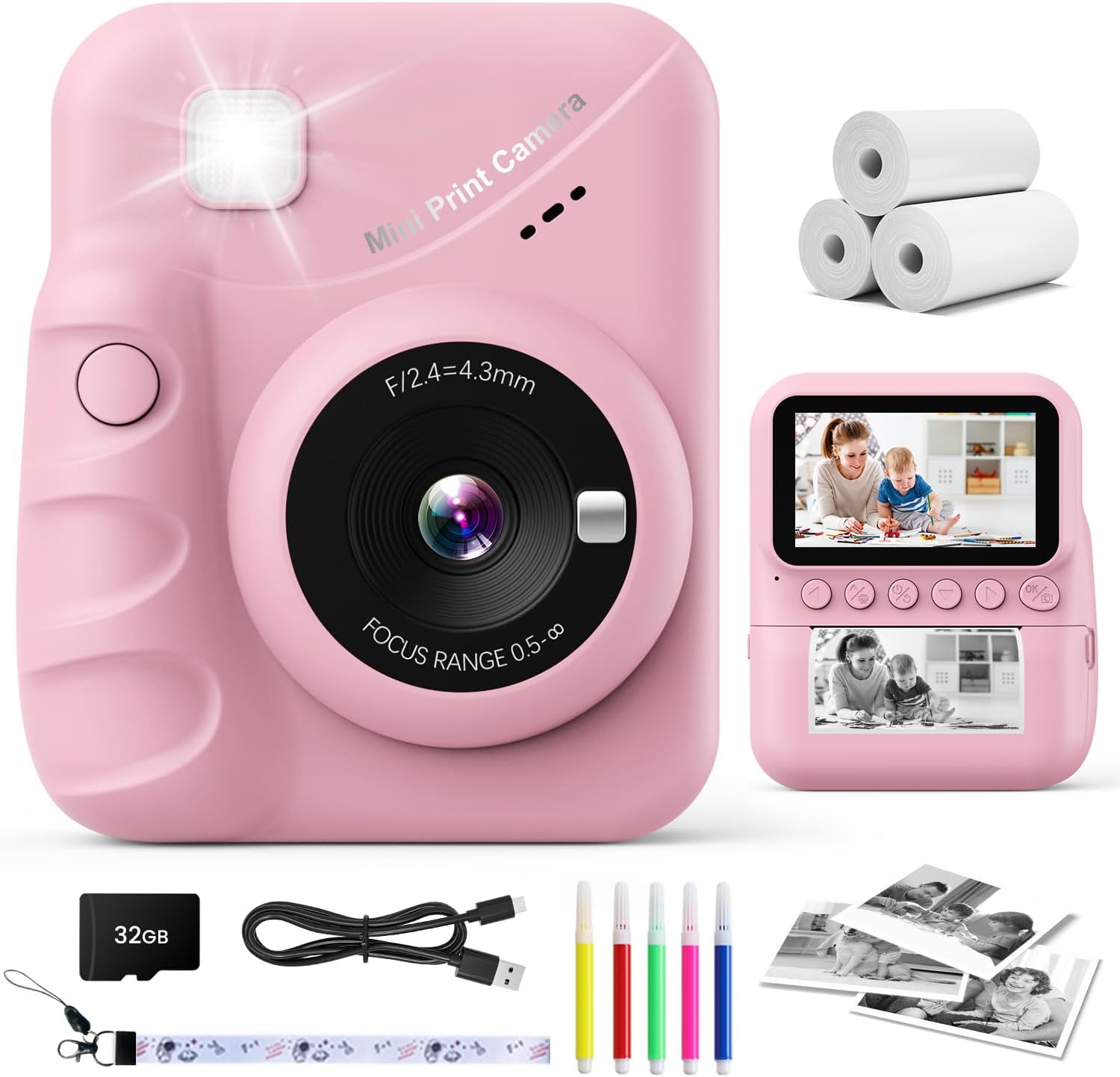Amazon.com: HiMont Kids Instant Print Camera, 1080P HD with 3 Rolls ...