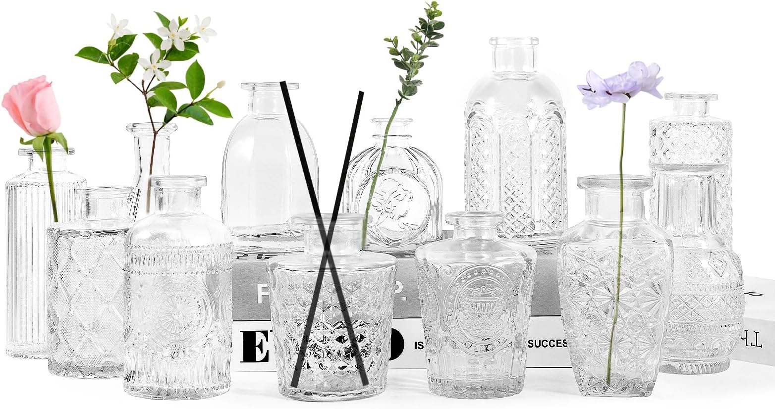 ENCOUN 12 Mini Vases, Mini Vases en Verre Vintage, Différentes Tailles ...