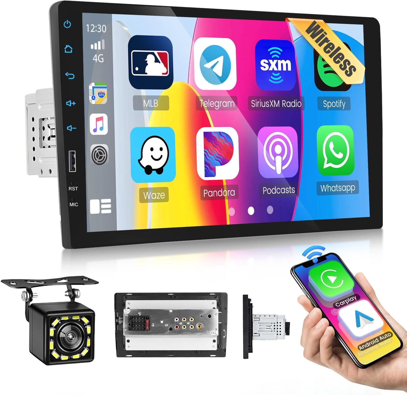 Amazon.com: Hikity 9 Inch Single Din Wireless Apple Carplay Radio with Bluetooth, Touchscreen ...