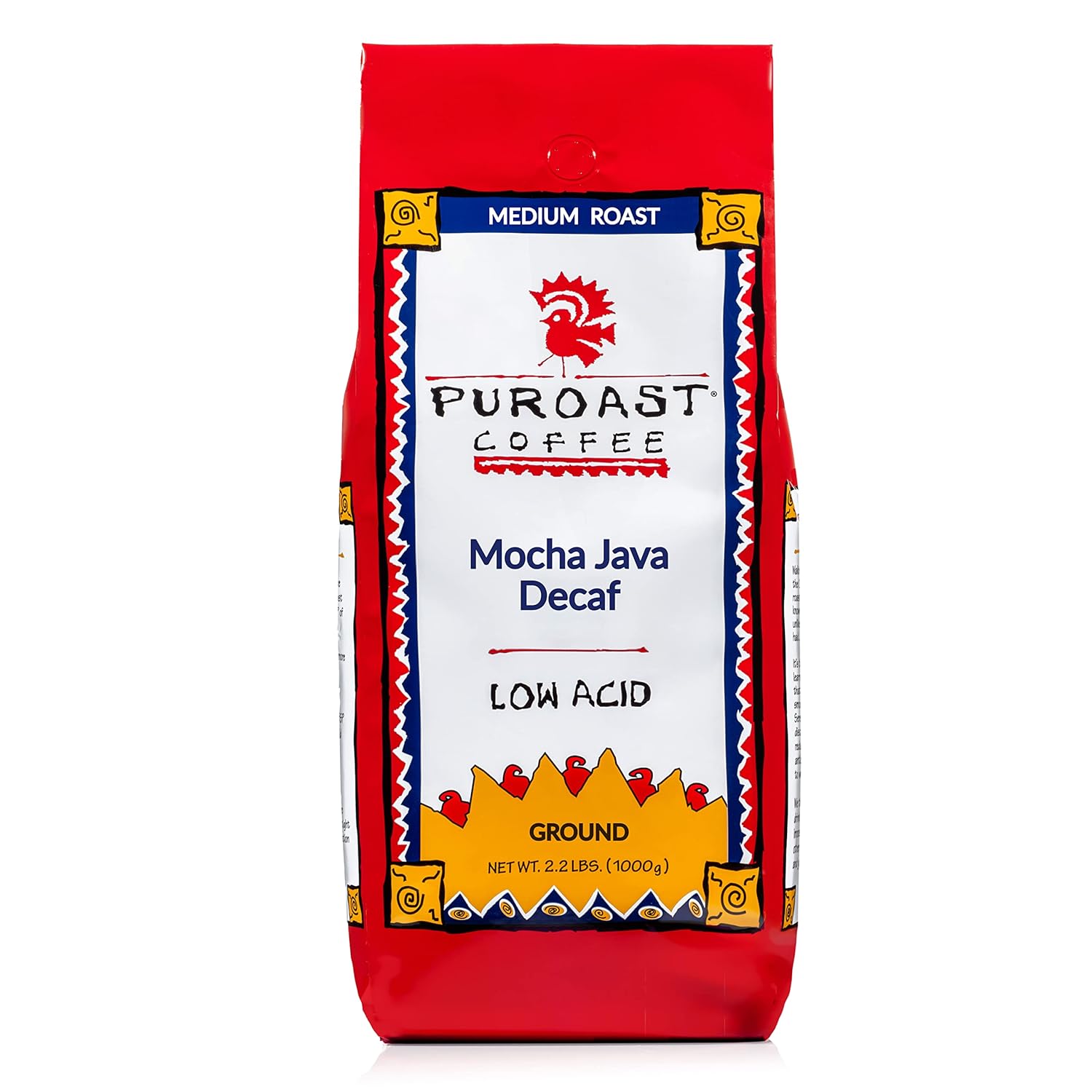 Amazon.com : Puroast Low Acid Coffee Ground Decaf Mocha Java, Medium Roast, Certified Low Acid ...
