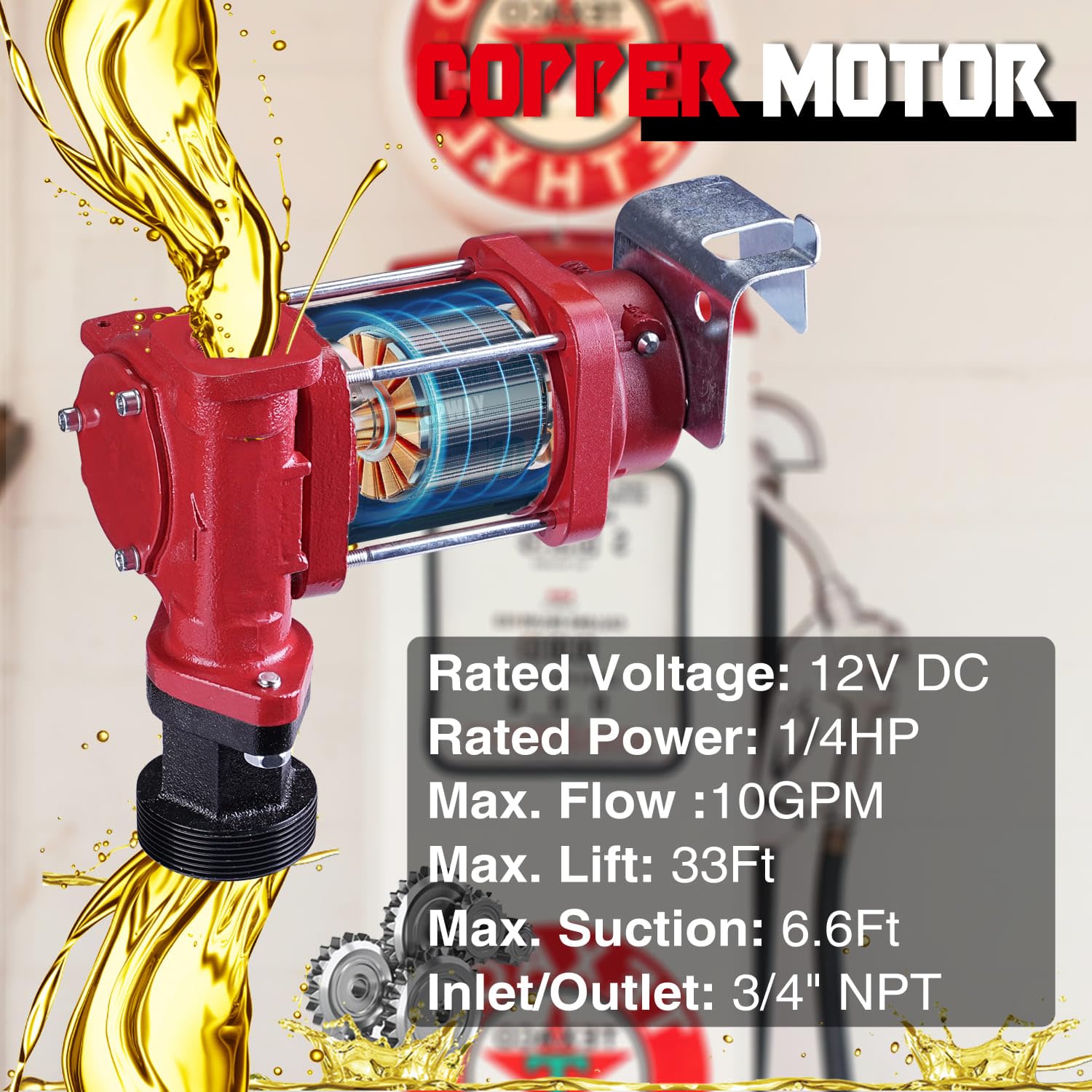 Snapklik.com : TOPWAY 12V DC Gasoline Fuel Pump, 10GPM Self-priming Oil ...