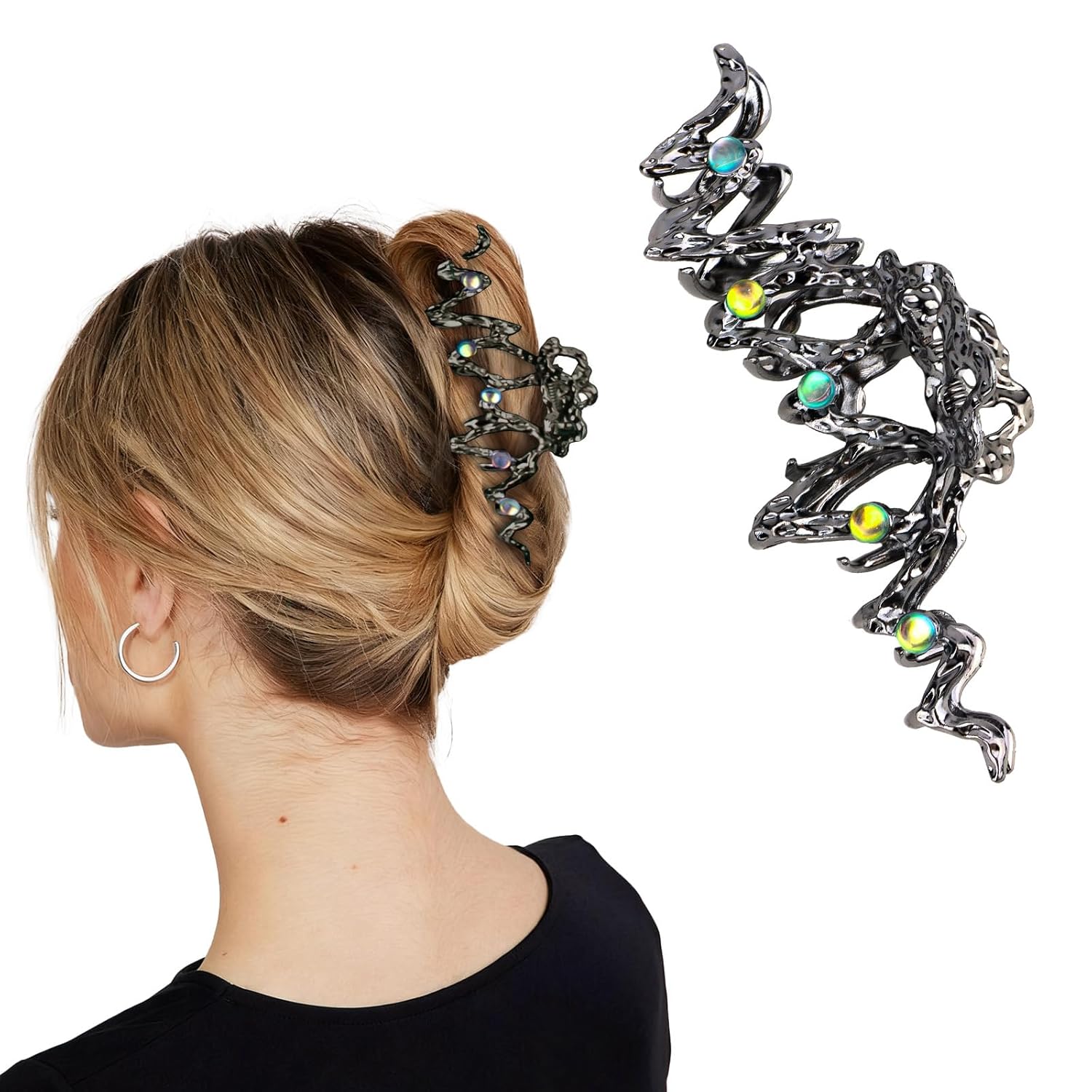 Amazon.com : Wecoe Gothic Metal Hair Clips for Women with Iridescent ...