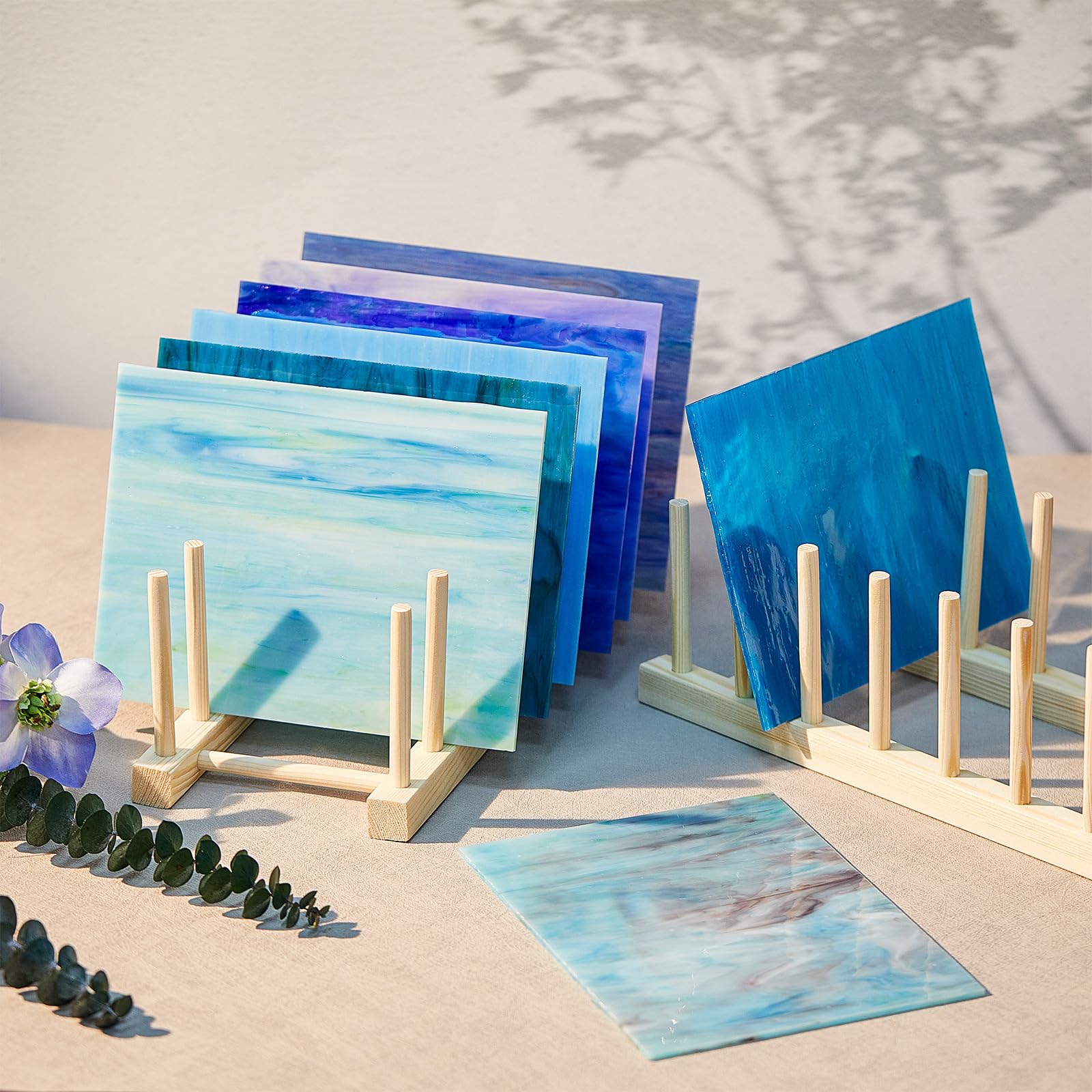 Snapklik.com : 6 Pcs Stained Glass Rack, Wooden Bamboo Stained Glass ...