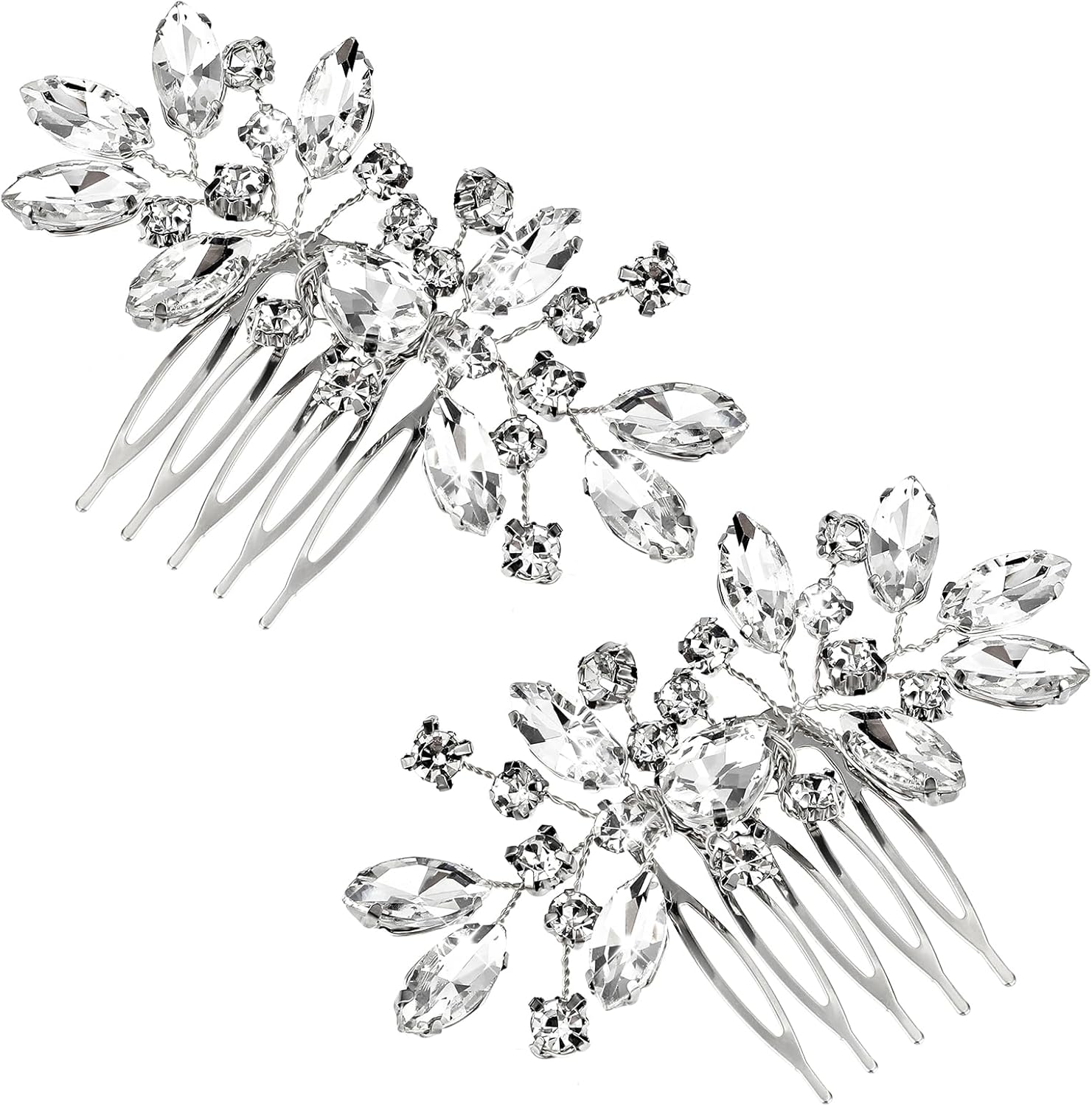 Bridal Hair Comb 2 PCS Wedding Hair Combs Rhinestone Bridal Side Comb ...