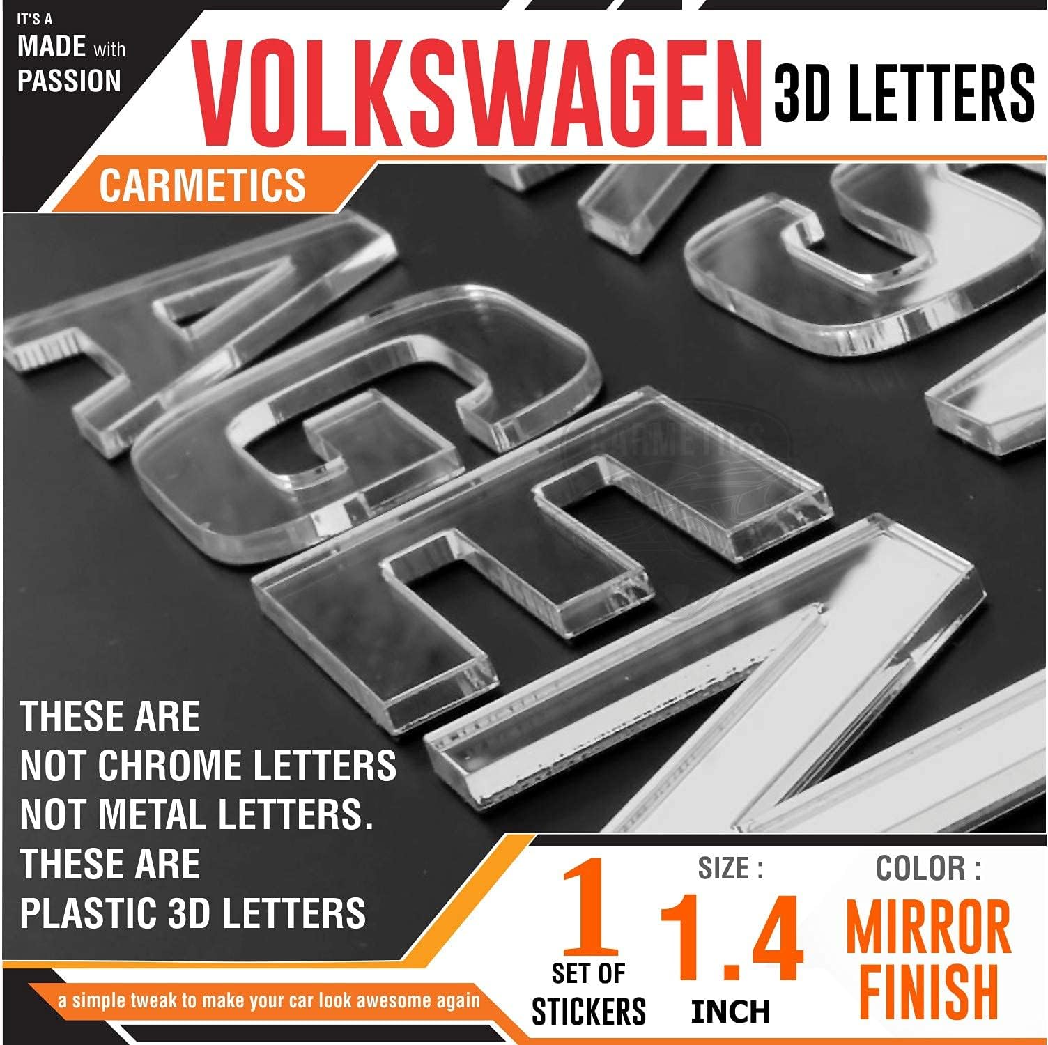CarMetics Volkswagen 3D Letters 3D Stickers Bonnet 3D Logo Accessories ...