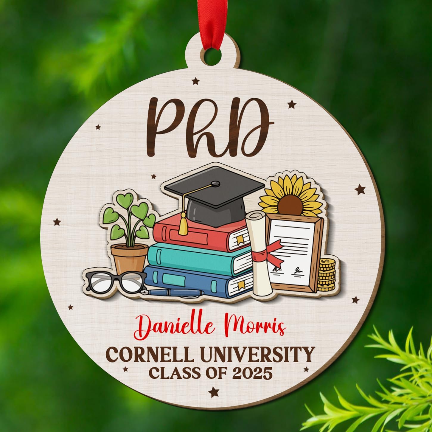 Amazon.com: Personalized PHD Graduation 3D Wooden Ornament, PhD ...