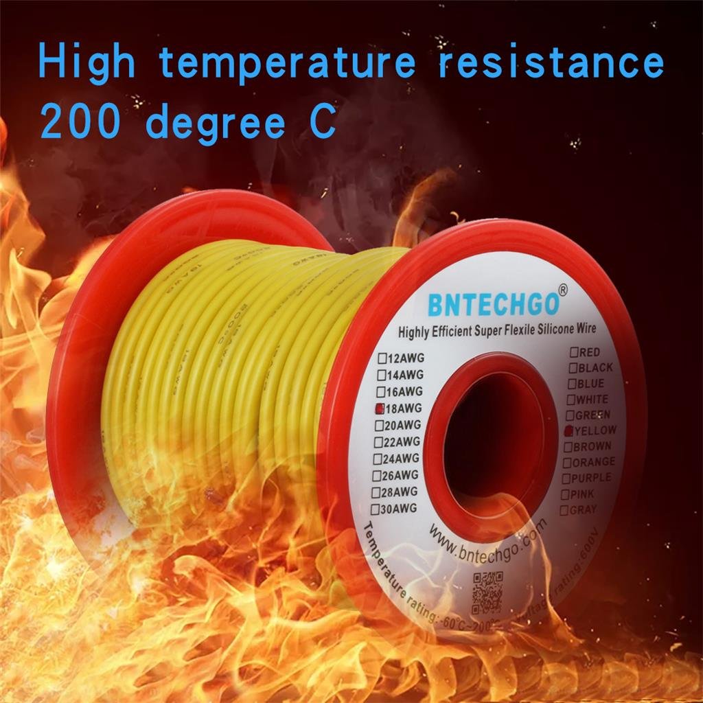 Snapklik.com : 18 Gauge Silicone Wire Spool 100 Ft Yellow Flexible 18 ...