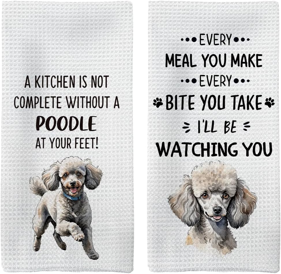 Amazon.com: Tzhim Poodle Gifts Kitchen Towels Set of 2, Poodle Gifts ...