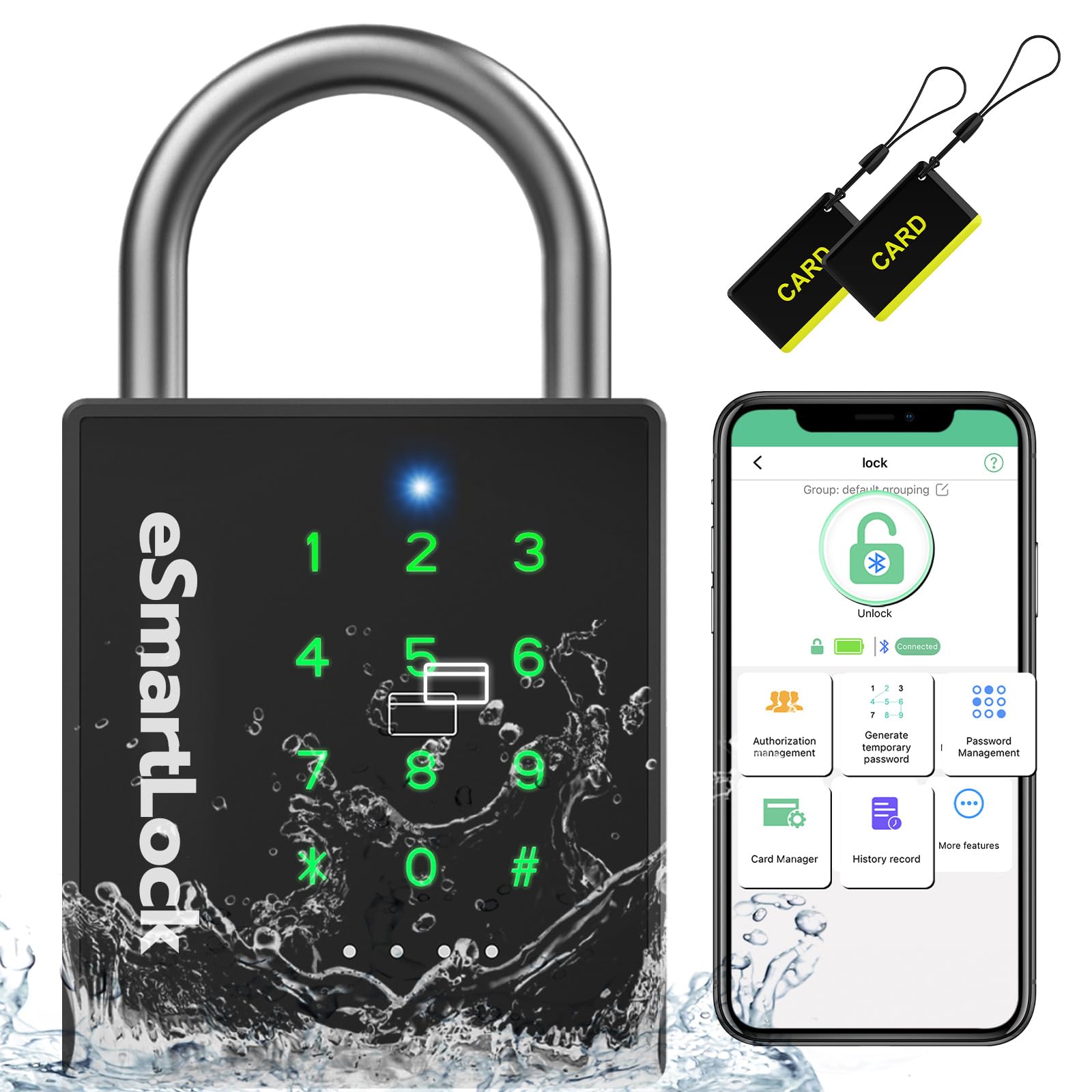 Pothunder Heavy Duty Smart Padlock, Bluetooth Padlock with Code and ...