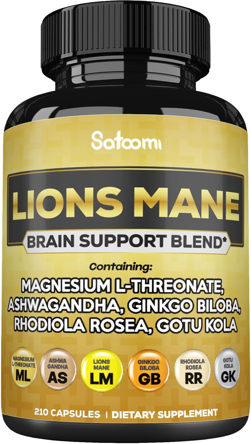 Amazon.com: Lions Mane Supplement Capsules with Magnesium L-Threonate ...