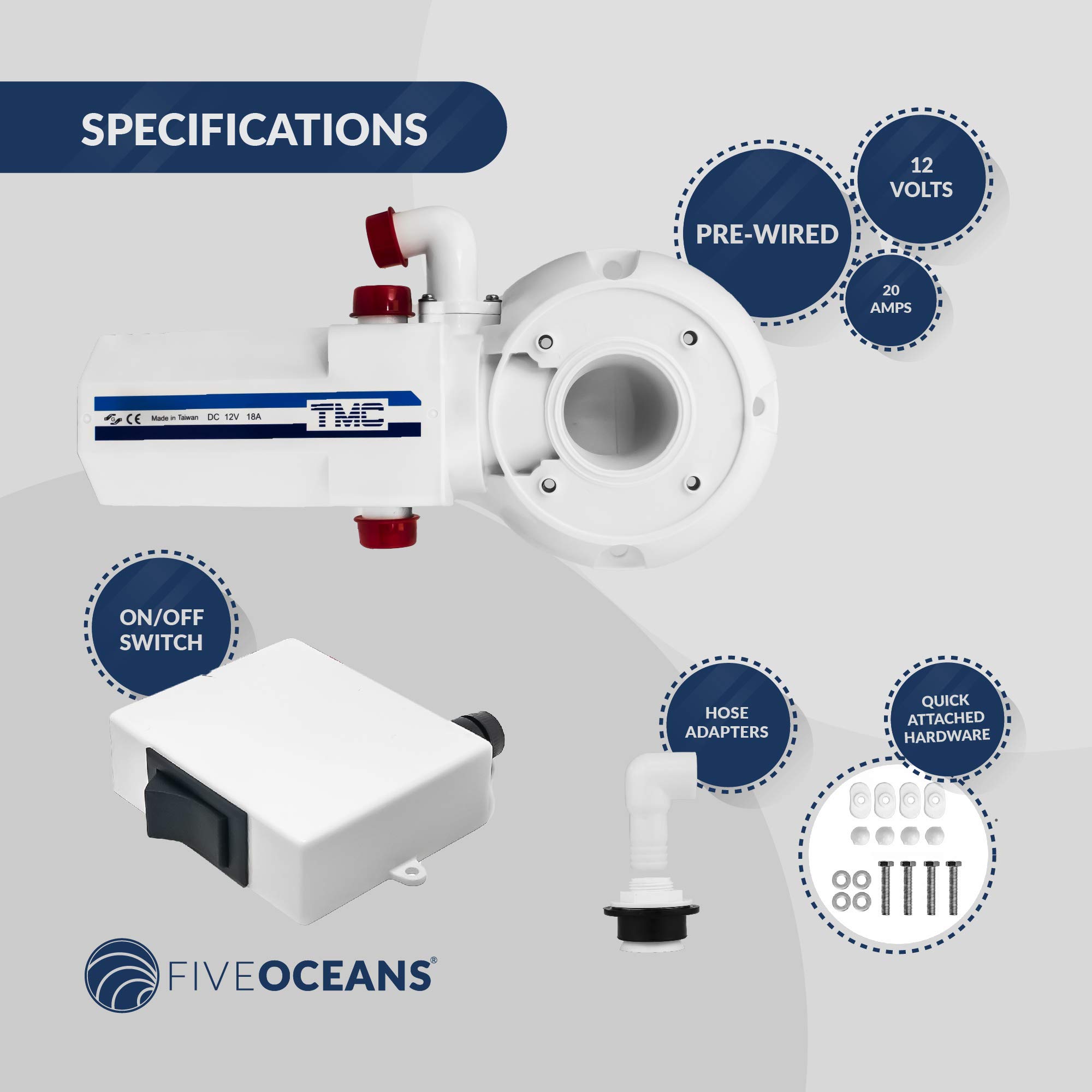 Buy TMC Marine Electric Toilet Macerator Conversion Kit for Boats, Five ...