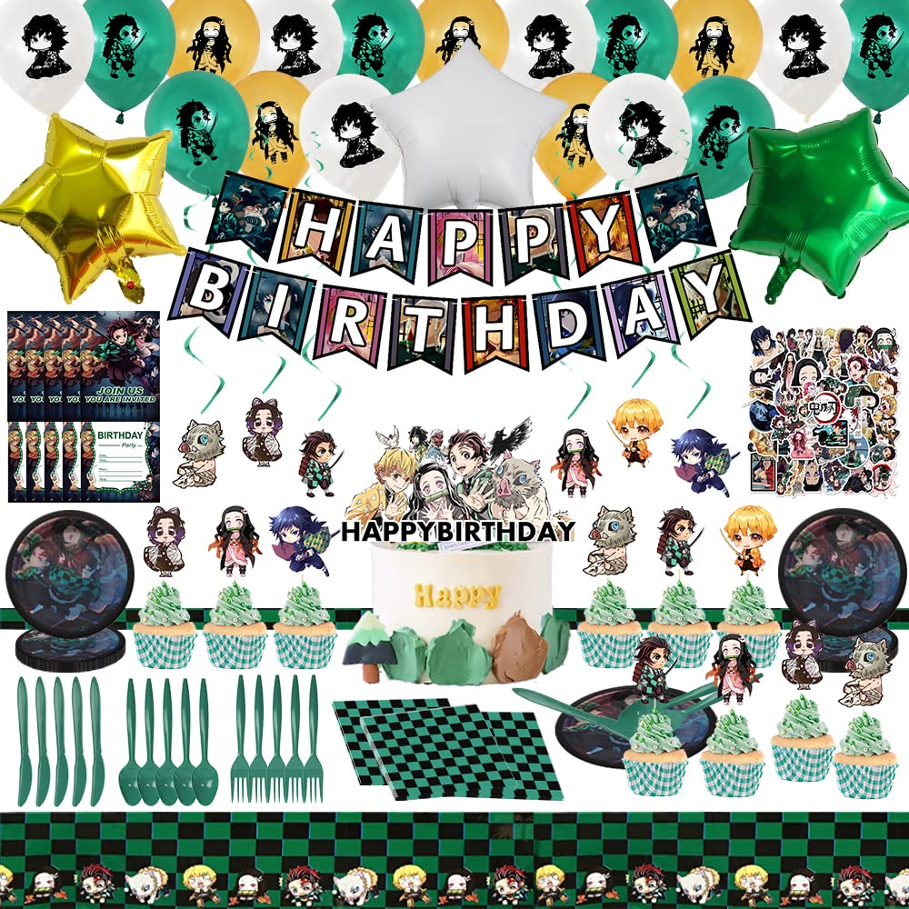 Buy Demon Slayer Birthday Party Supplies, 164Pcs Demon Slayer Birthday ...