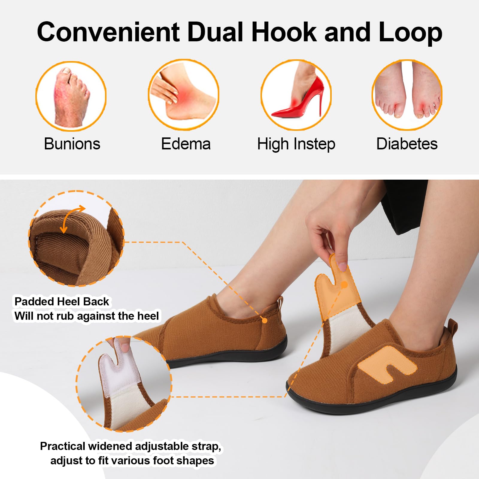 Snapklik.com : Womens Wide Slippers Adjustable Comfortable House ...