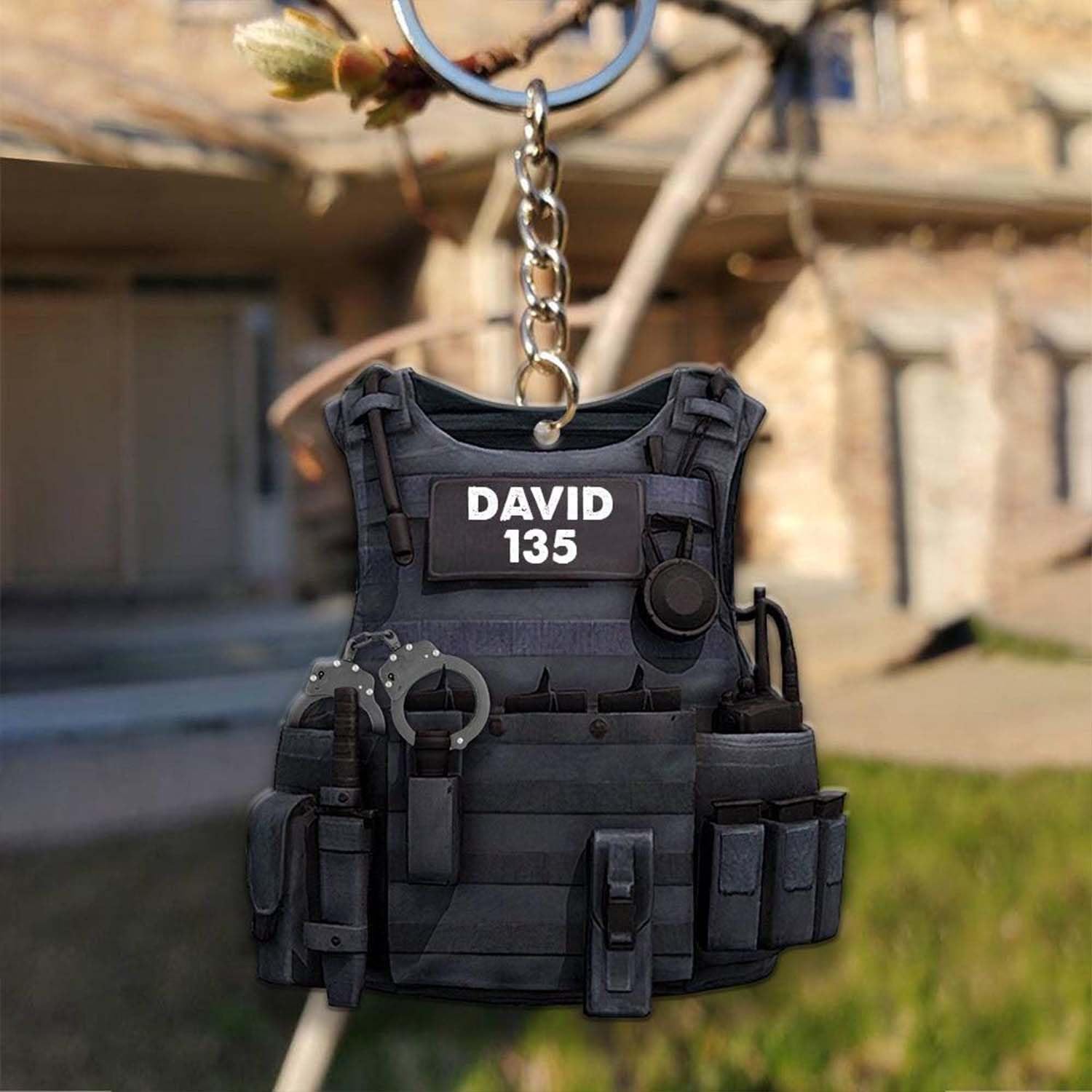 Amazon.com: Personalized Bulletproof Vest Keychain Gift - Police ...