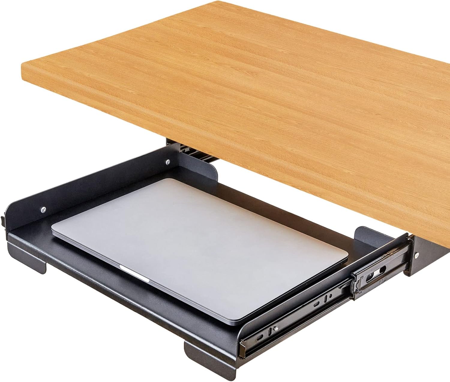 Amazon.com: Under Desk Laptop Pull Out Drawer Mount Metal Hollow Tray ...