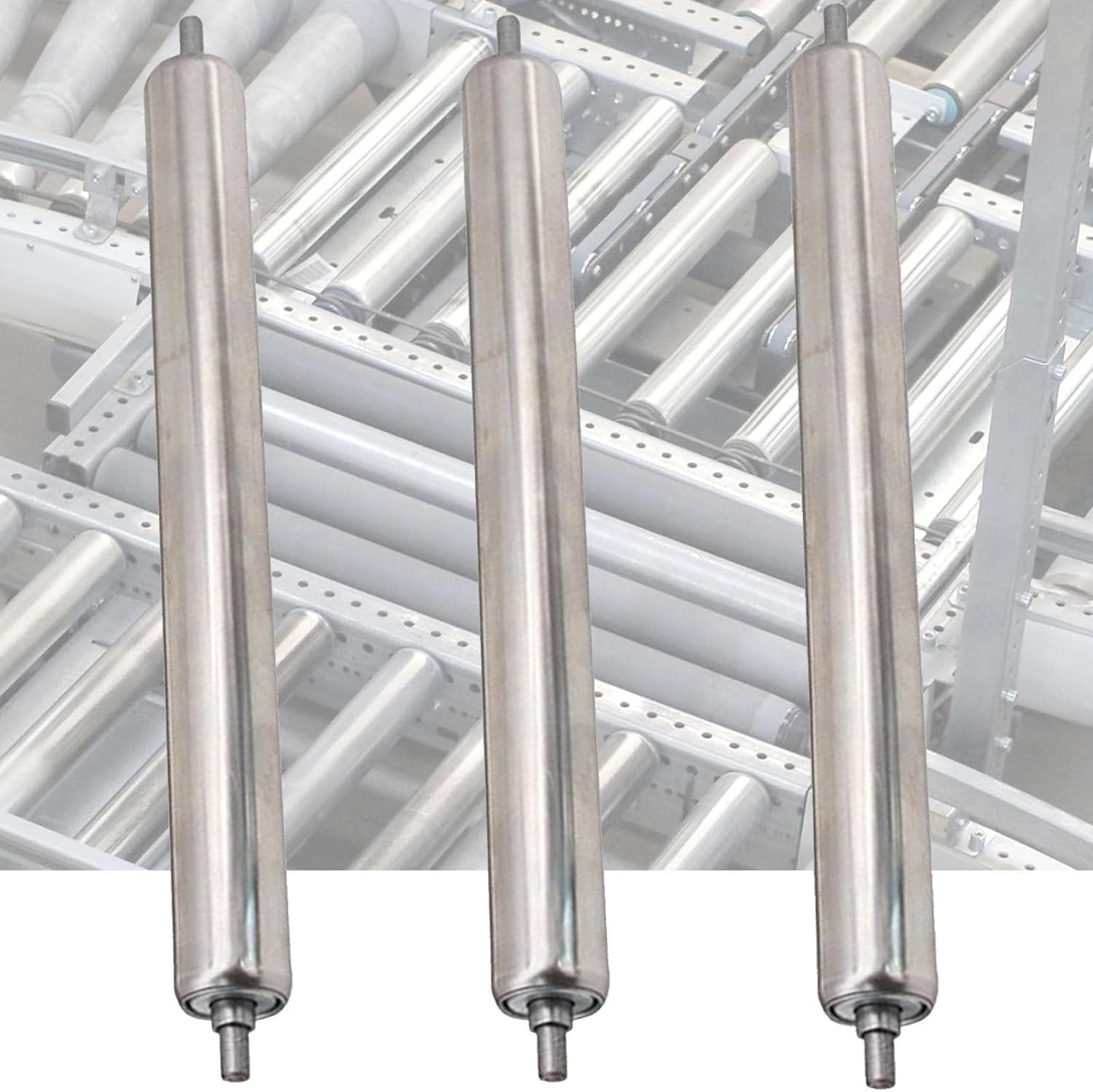 Pack of 3 Conveyor Rollers - 2.4" Diameter, 19.7" Length, Spring Press ...