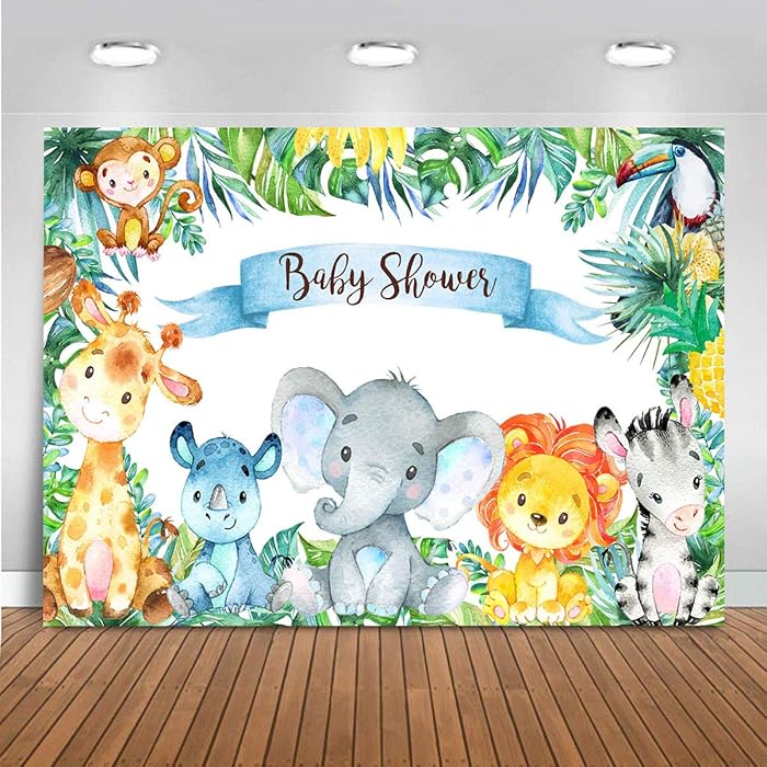 Buy Mocsicka Safari Animals Baby Shower Backdrop Jungle Animals Theme ...