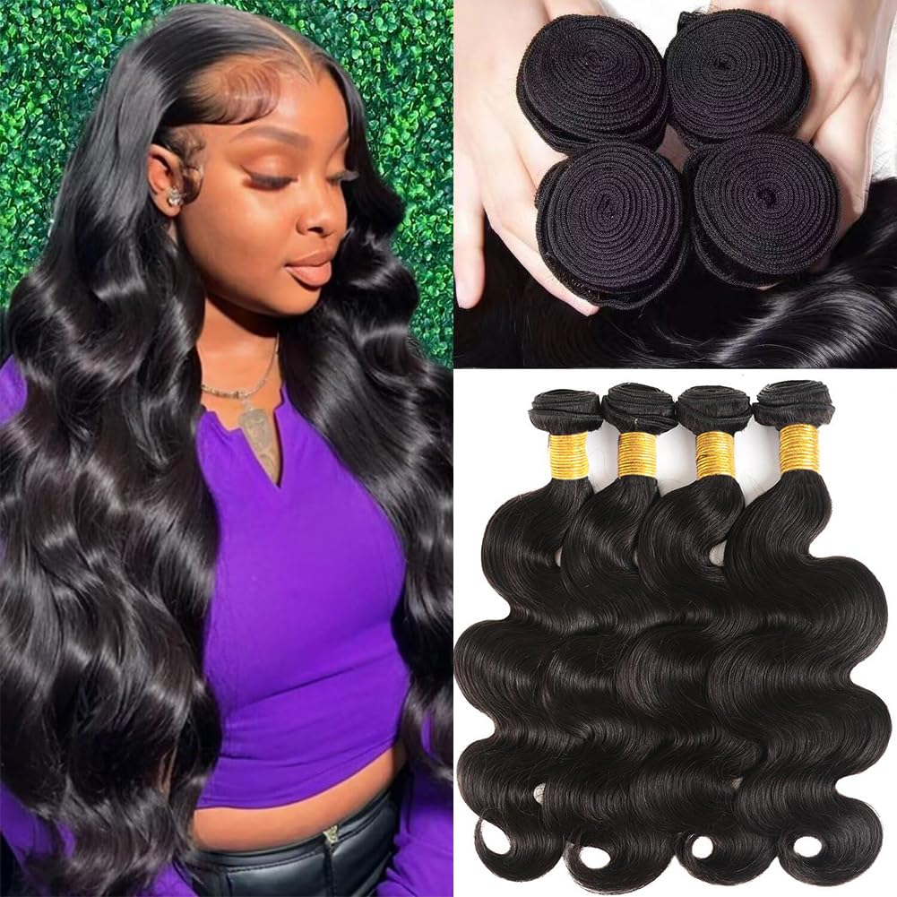 Amazon.com : Xhisae 12A Human Hair Bundles 20-26 Inch Body Wave 4 ...