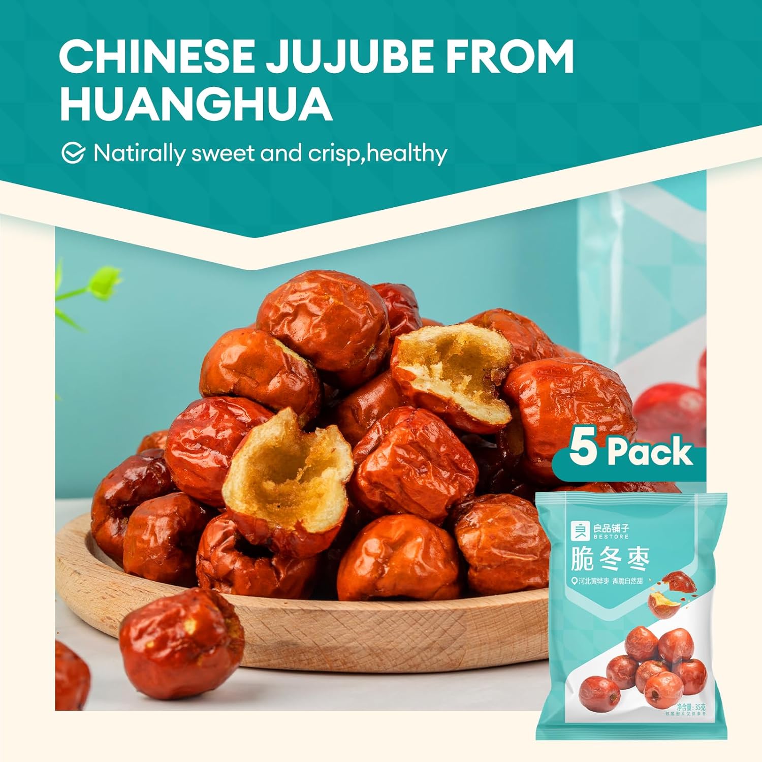 BESTORE Crispy Red Dates – Bocadillo chino sin semillas de azufaifo ...