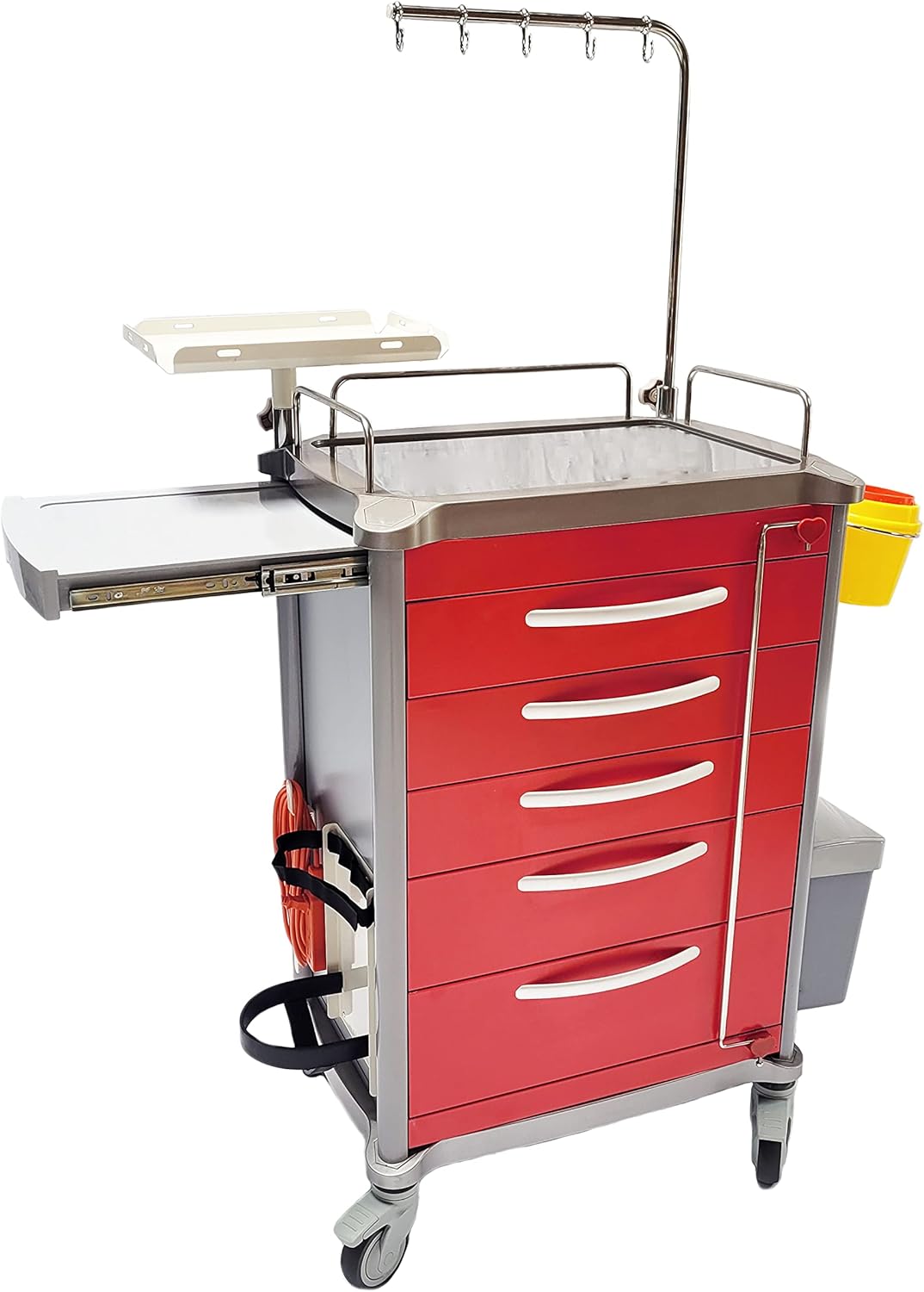 MS3C-600CRM, Hospital Crash Cart with Accessories, IV Pole, O2 Holder ...