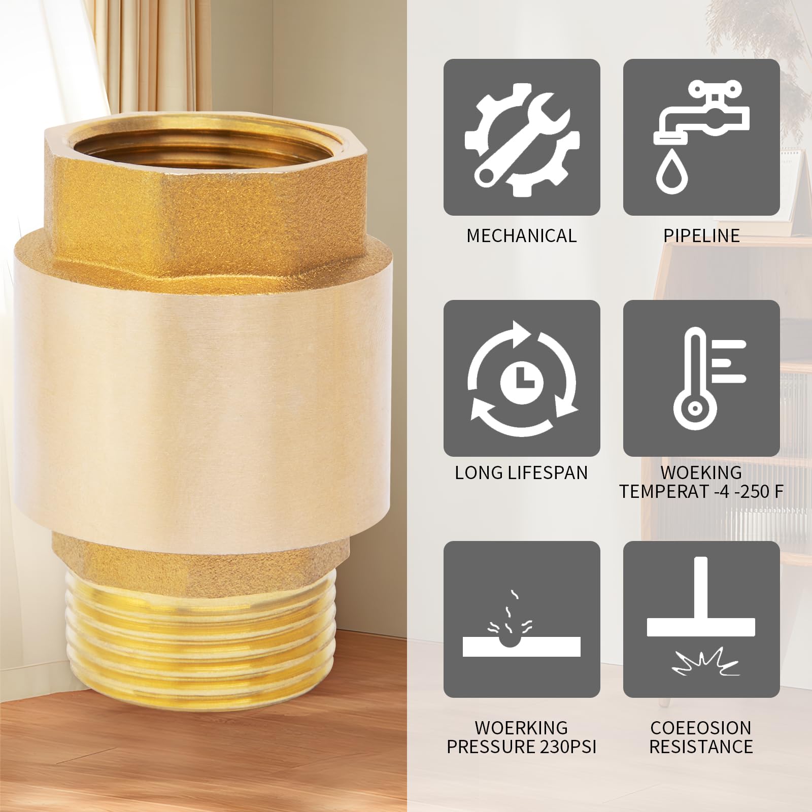 Snapklik.com : ChillWaves Brass In-Line Spring Check Valve DN25 1" Male ...