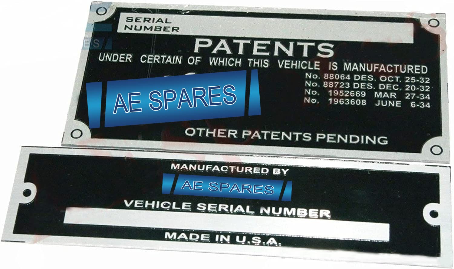 Amazon.com: AEspares Vehicle Serial Number Data Patents Plate Suitable ...