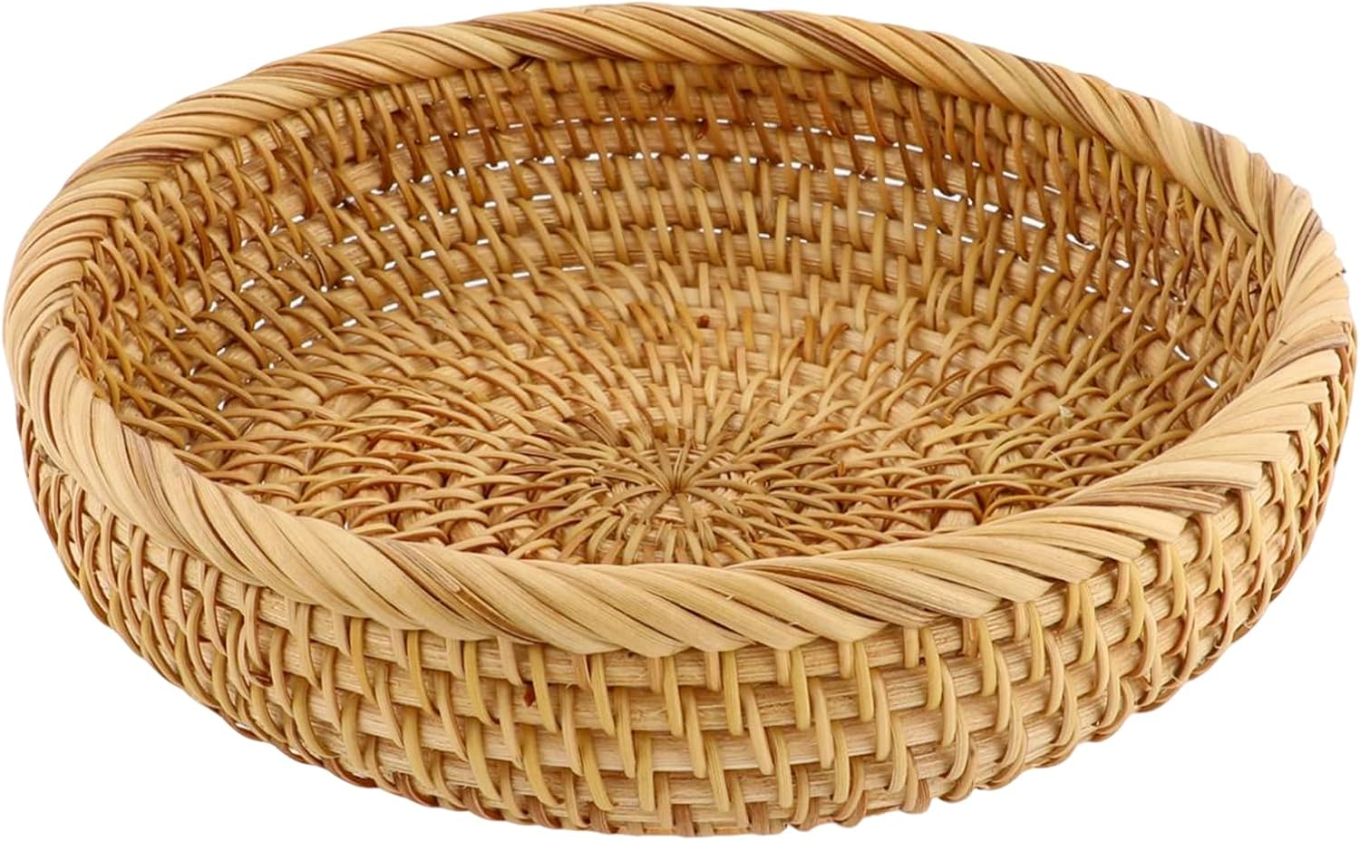 Amazon.com: Natural Rattan Bread Basket,Handwoven Round Wicker Serving ...