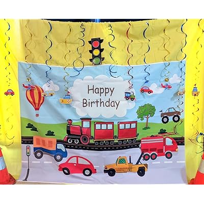 ABLIN Transportation Theme Happy Birthday Backdrop - Bday India | Ubuy