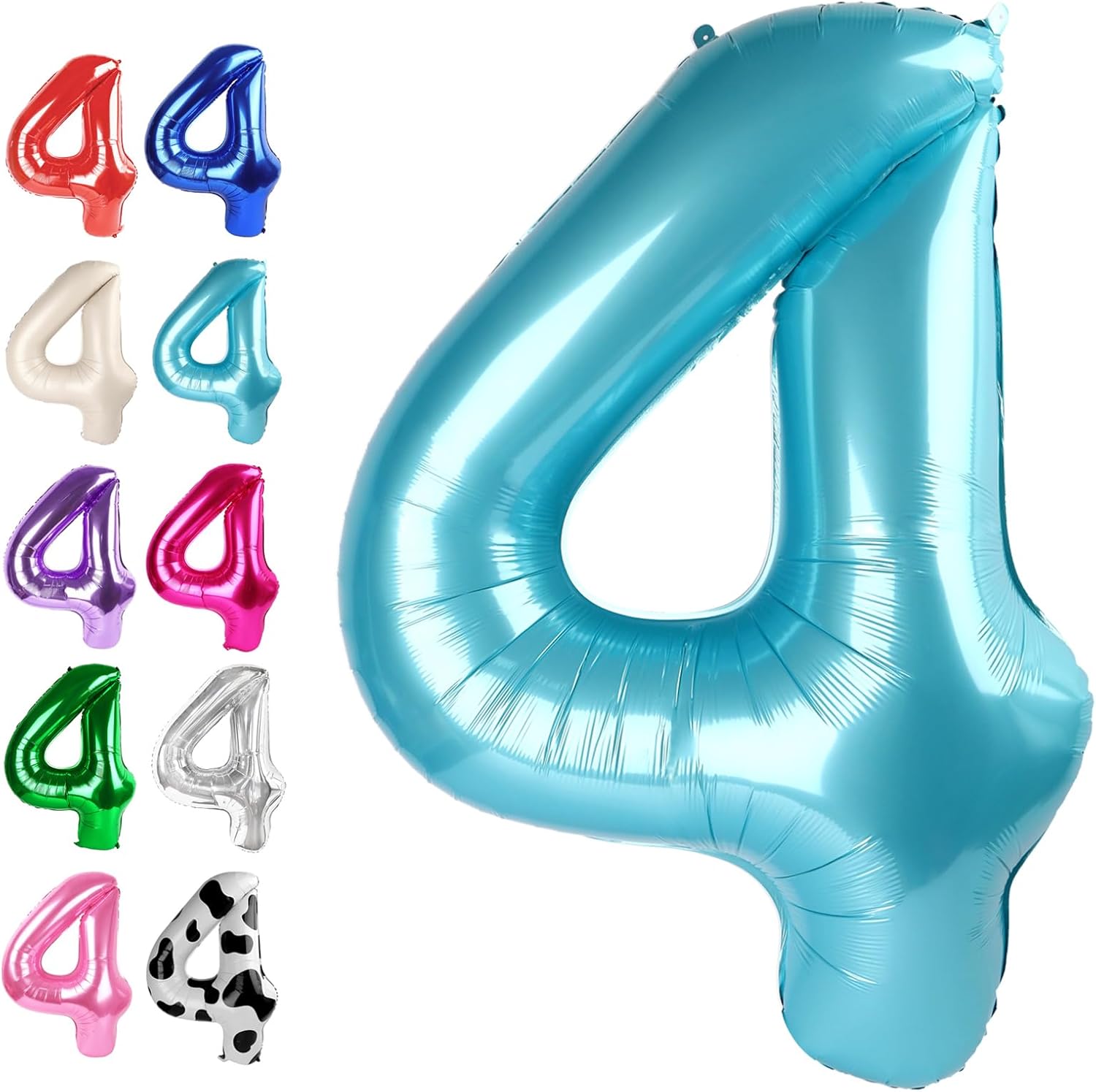 Amazon.com: 40 Inch Pearl Blue Large Number 4 Birthday Balloon, Giant ...