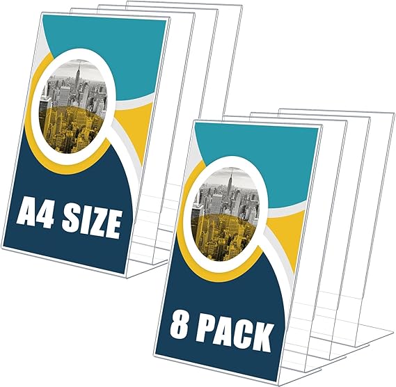 MUXHEL 8PCS A4 Acrylic Sign Holder, A4 Display Stand L-Shape Poster ...