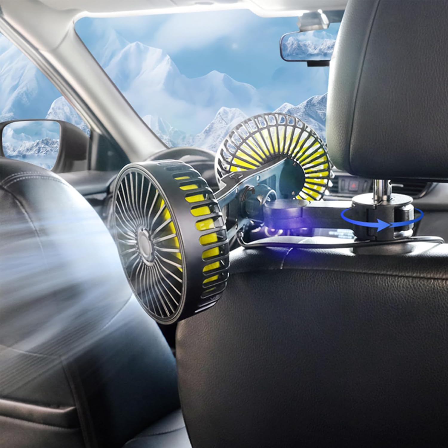 Amazon.com: ASANDH Car Fan, Dual Head USB Car Fans for backseat for ...